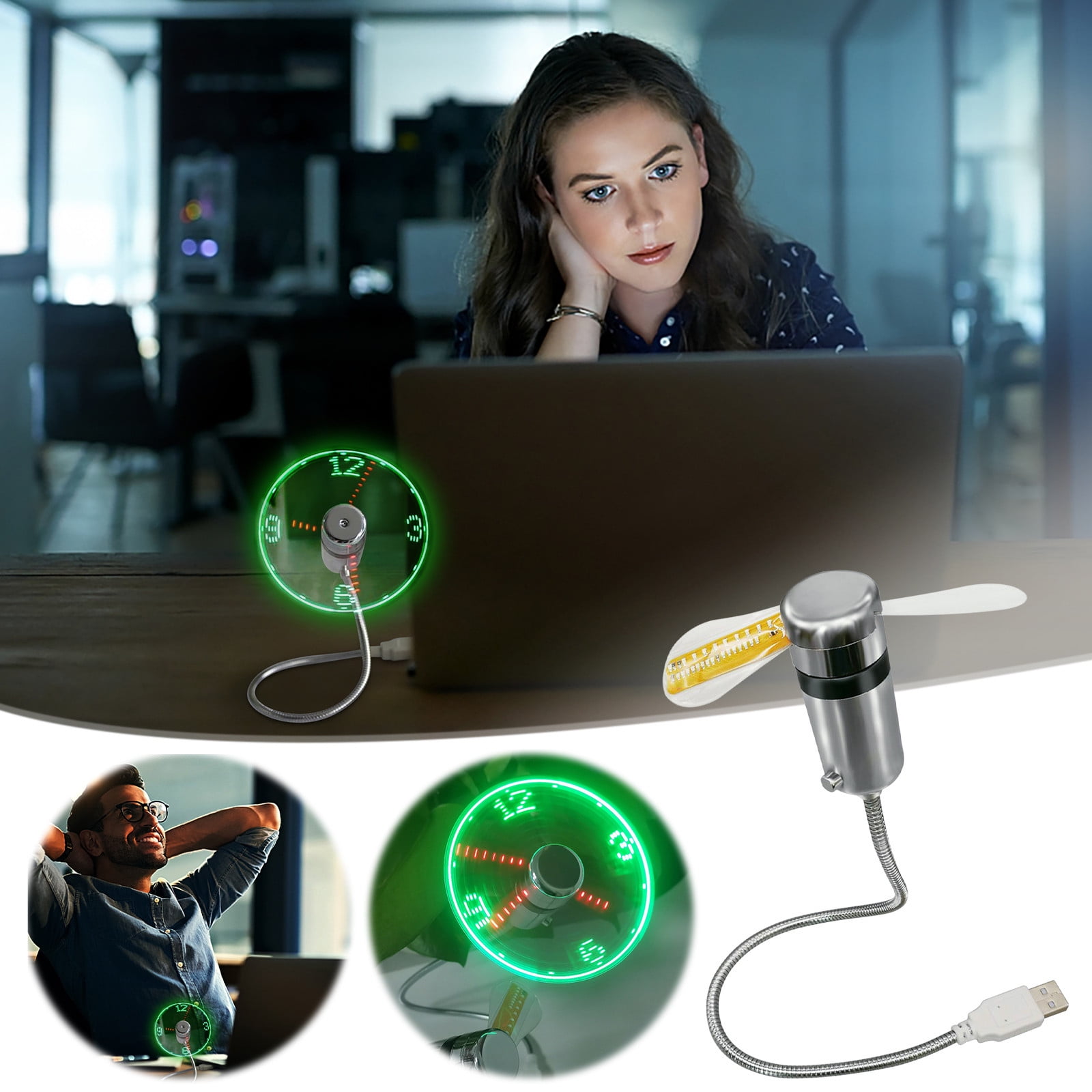 QTOCIO Home Decor, USB LED Clock Fan Real Clock Smart Memory For USB ...