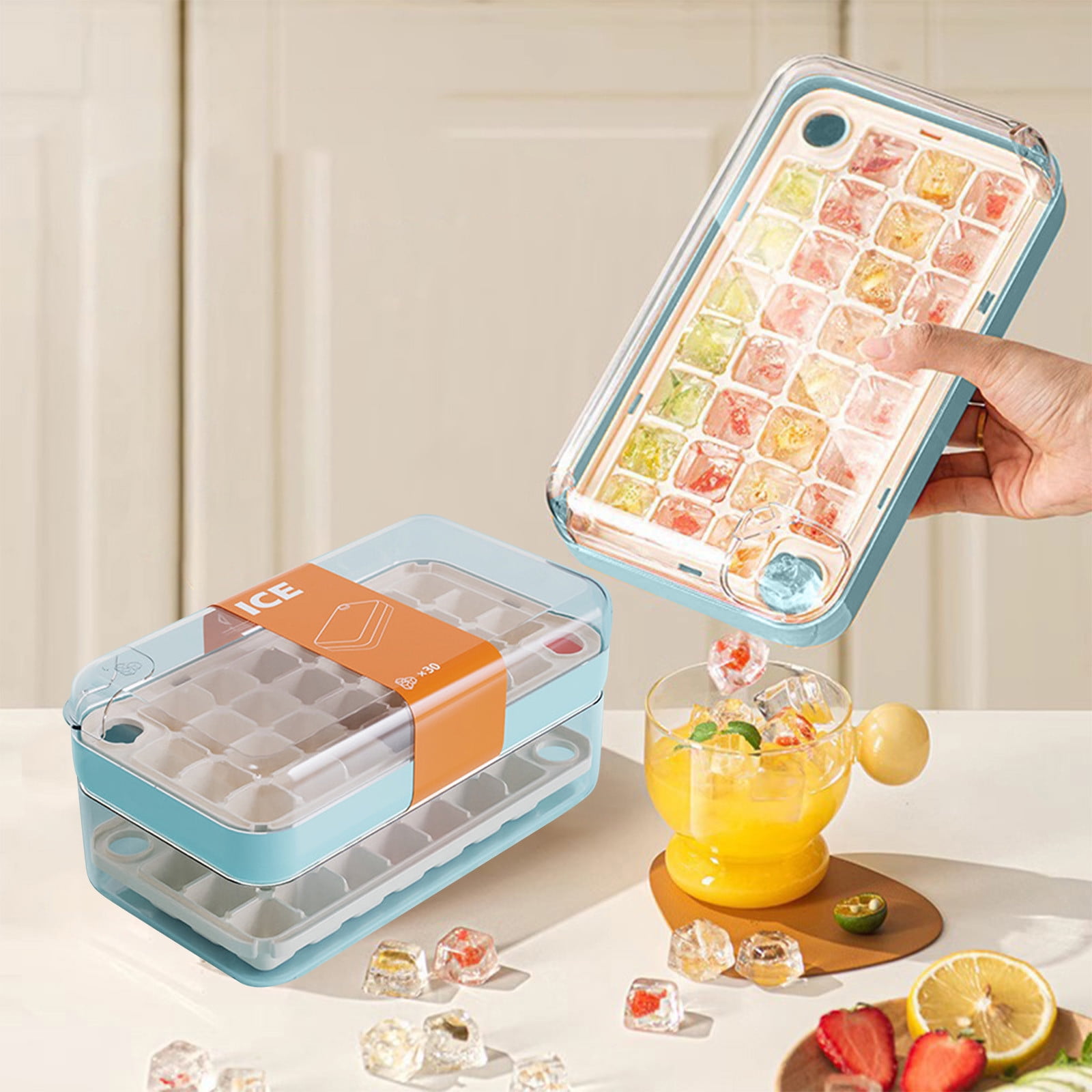 QTOCIO Ice Tray Ice Molds With Lid And Bin For Chilling Cocktails ...