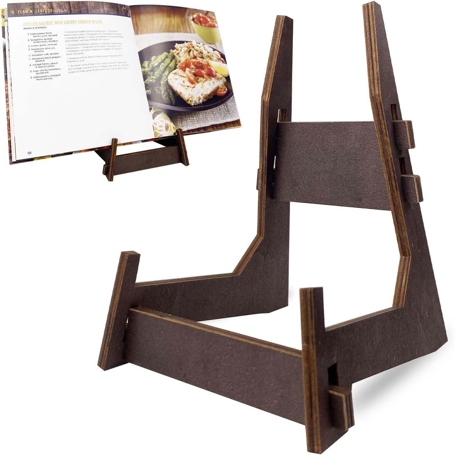 QTOCIO Wooden Book Stand Reading Hands Free Recipe Book Holder Display ...