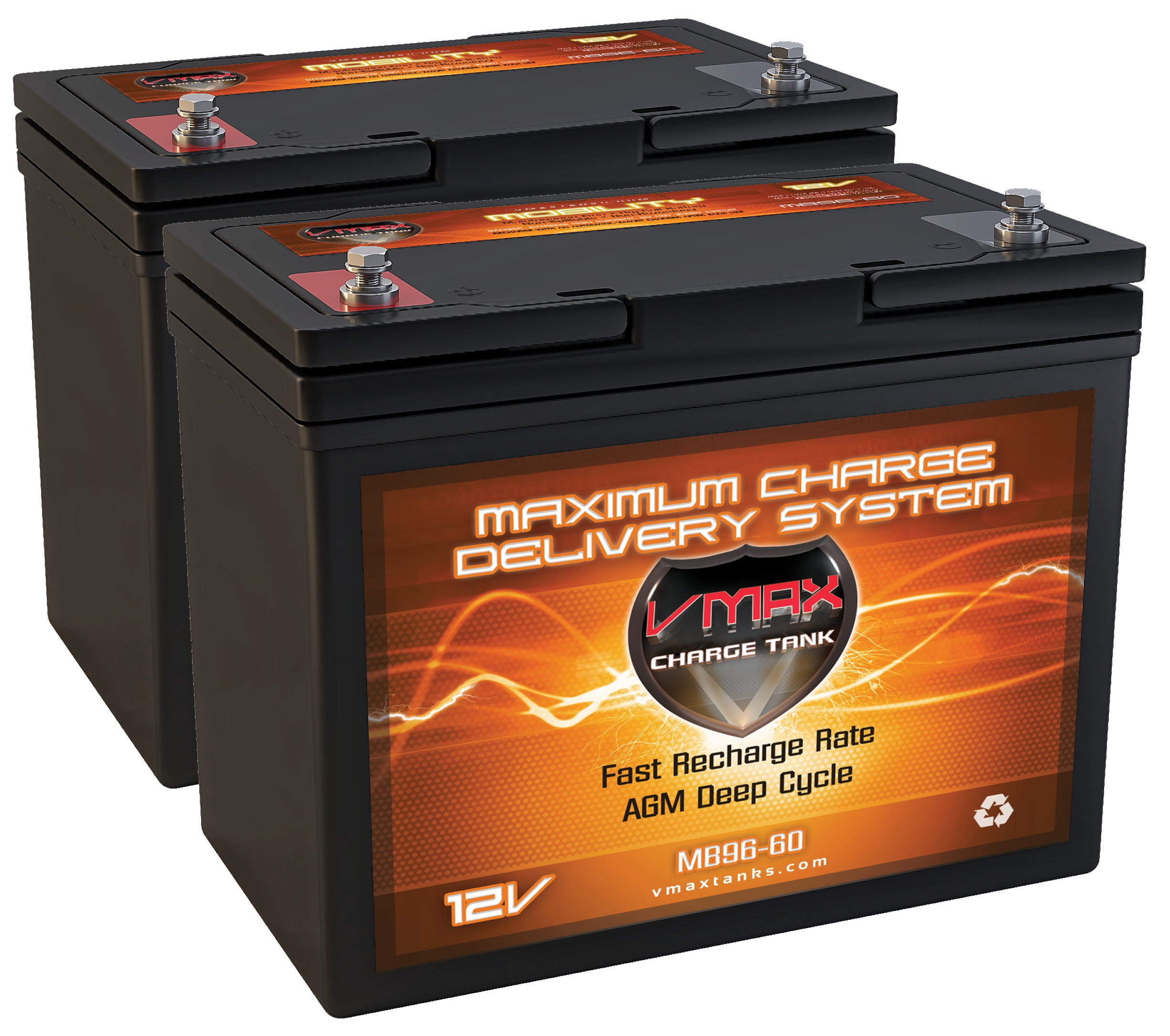 QTY 2 VMAXMB96 AGM Group 22 Deep Cycle Battery Replacement for Invacare ...