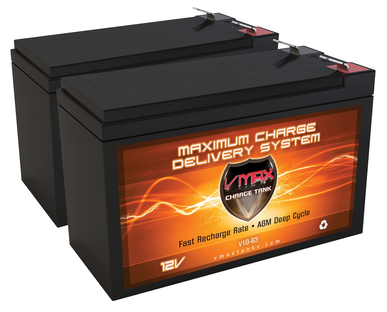 QTY 2 VMAXTANKS V10-63 12 Volt 10AH AGM 12V Replacement Battery for APC ...