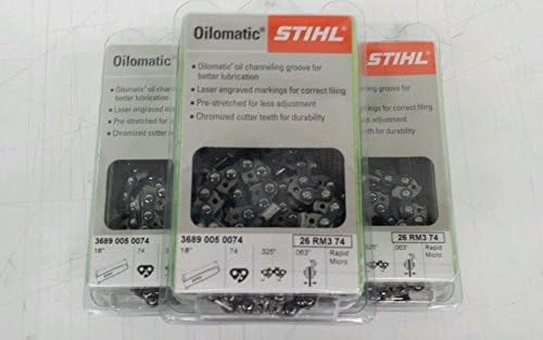 QTY 3 - Stihl Oilomatic Chain Saw Chain 26 RM3 74 18in 74link 325 .063 ...