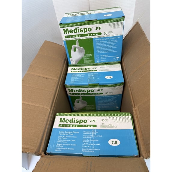 QTY 400 PAIRS/50*8-PACK MEDISPO 9823-PF POWDER FREE LATEX SURGICAL ...