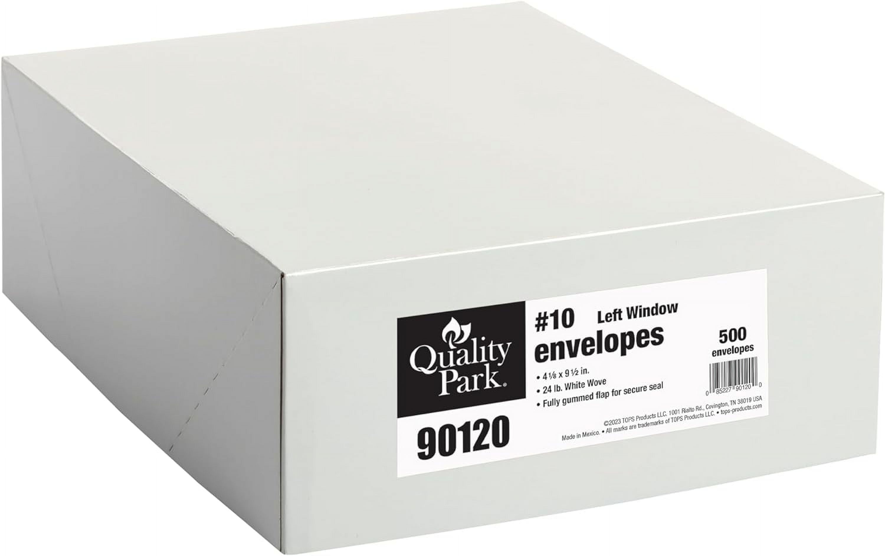 QUA90120 Left-Window Envelopes, Diagonal Seam, #10, White, 500/Box ...