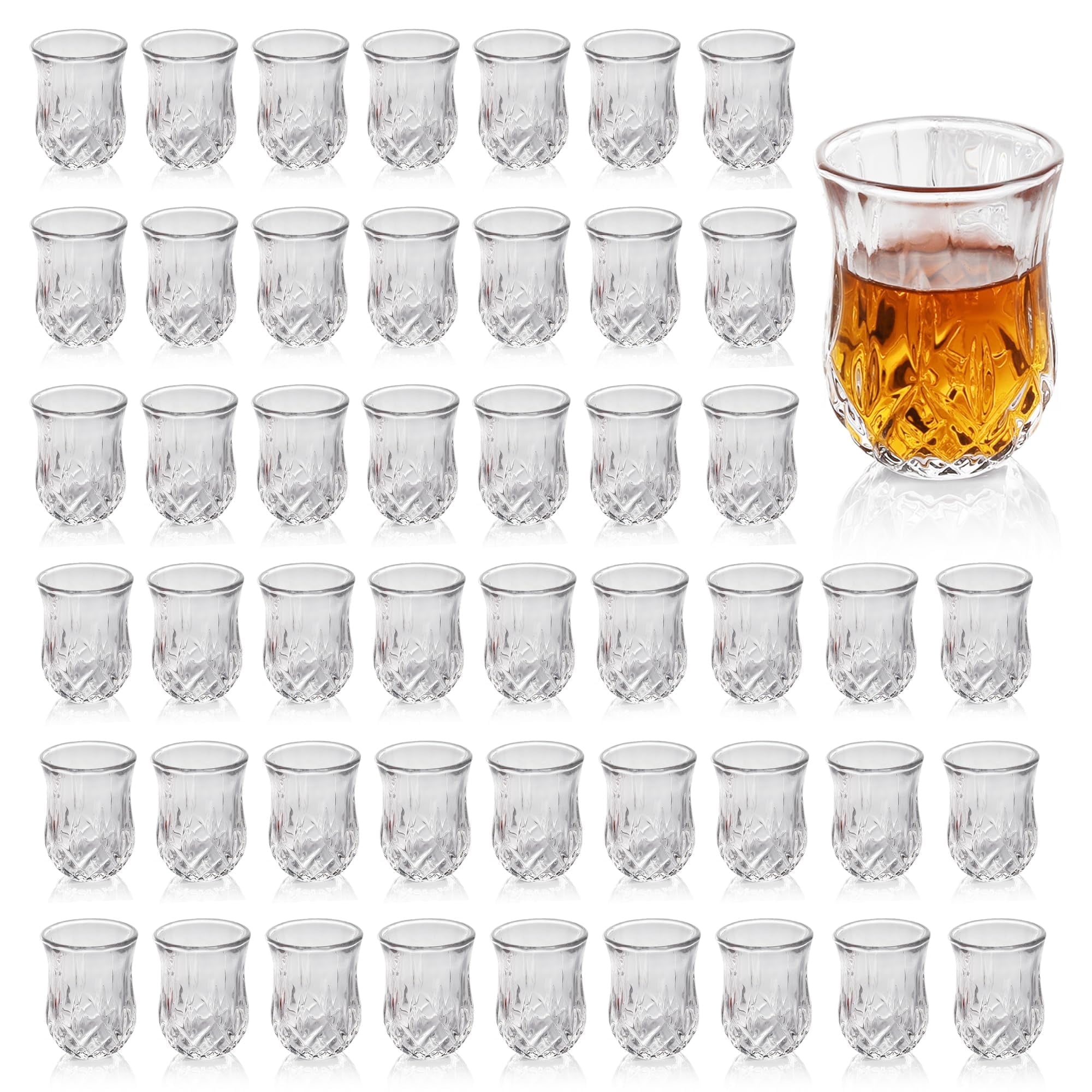 QUAFFER Shot Glass Set of 48 – Elegant Diamond Patterned Shot Glasses 1 ...
