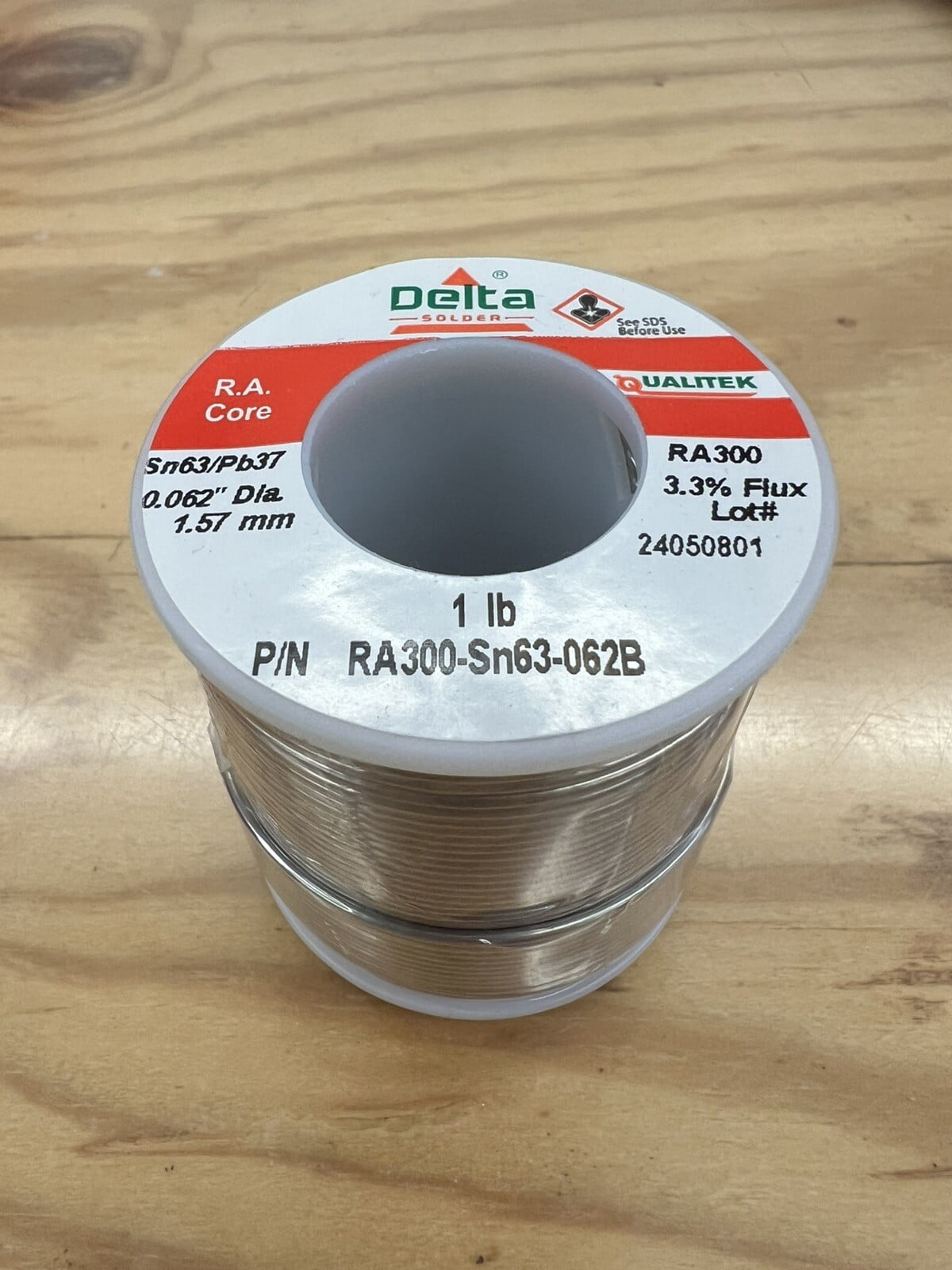QUALITEK RA300-SN63-062B .062 DIA 63/37 3.3% FLUX ROSIN CORE SOLDER 1 ...