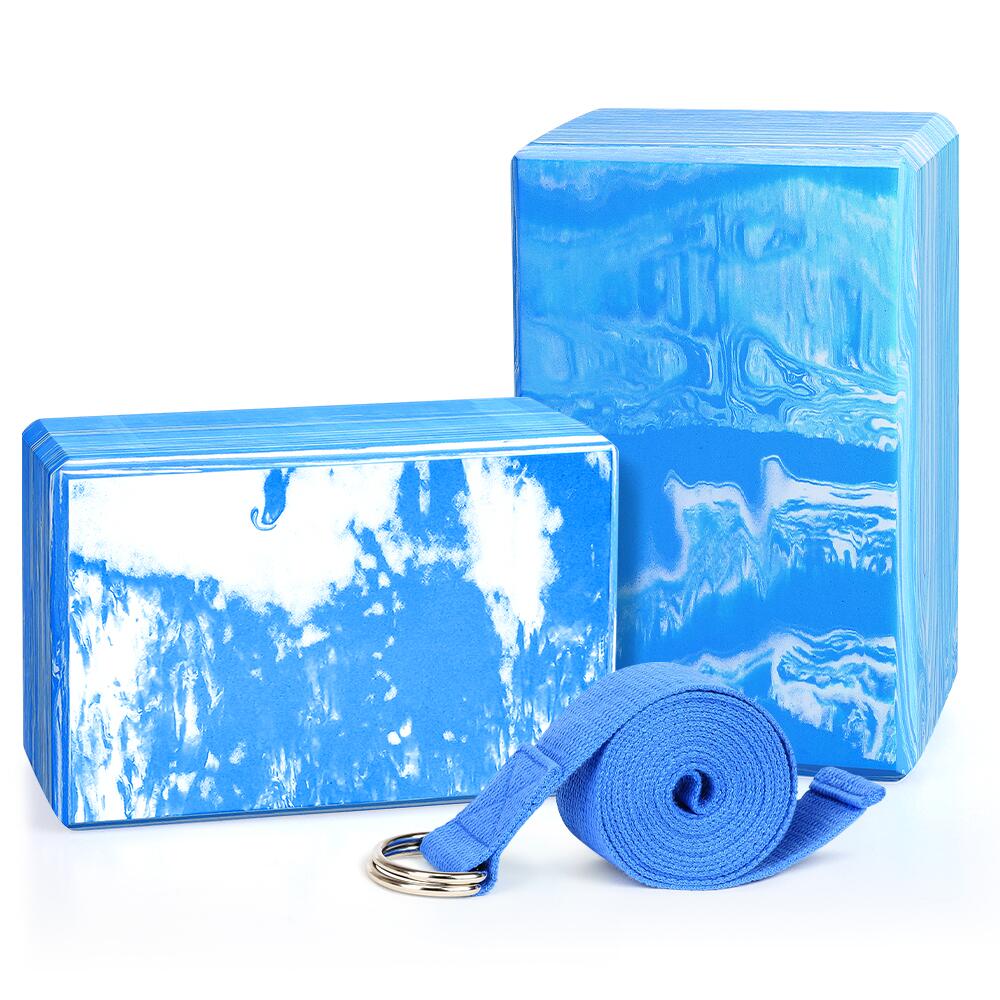 QUANFENG QF Yoga Blocks (2 Pack), Strap with D-Ring, for Pilates & Gym ...