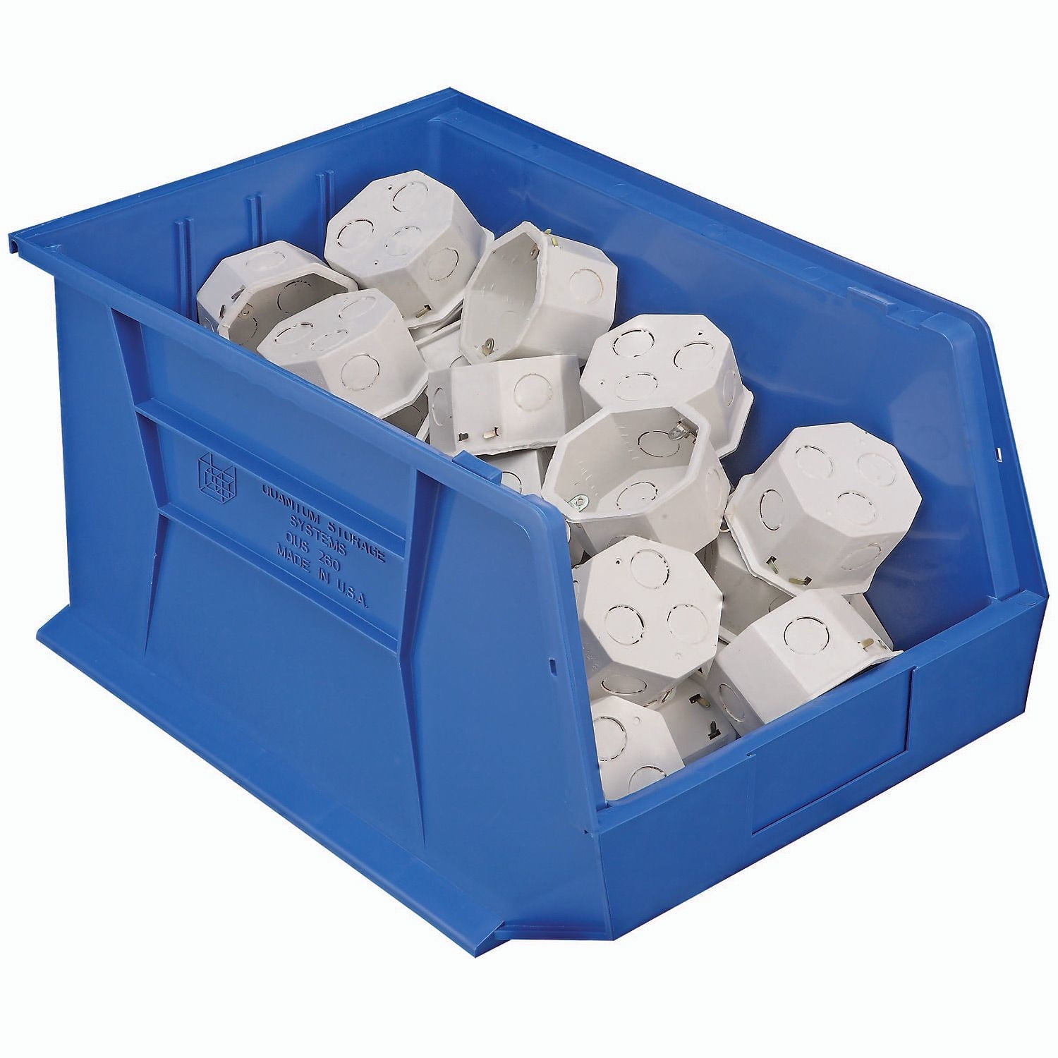 Global Industrial 4271918 Plastic Hang & Stack Bin, Blue - 18 x 11 x 10 ...