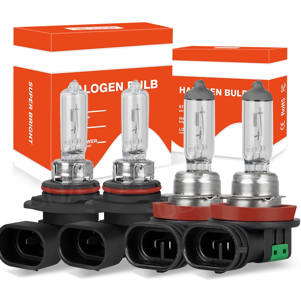 QUAYUB H11 9005 Halogen Headlight Bulbs Set, 1:1 Size H11/H9/H8 9005 ...