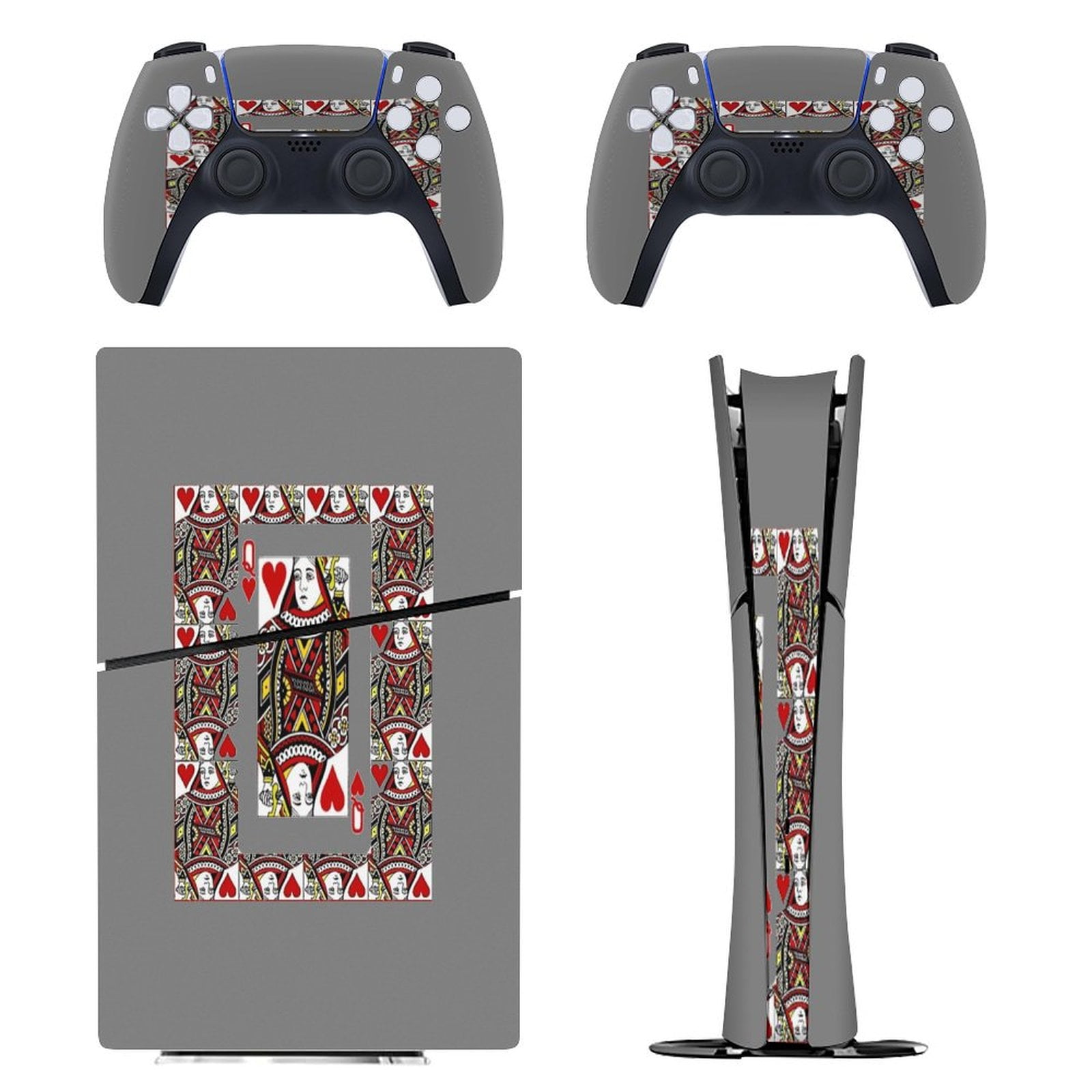 QUEEN OF HEARTS PLAYING CARDS ARTWORK GREY PS5/PS5 Pro/PS5 Slim Digital ...