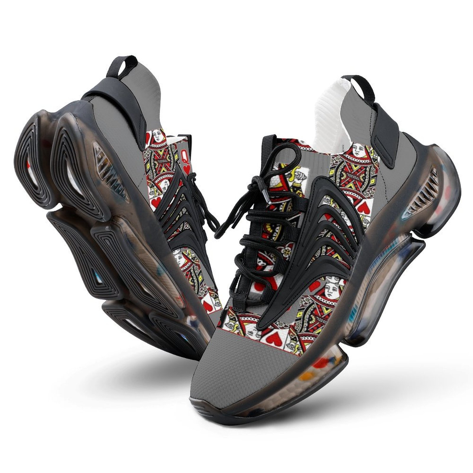 QUEEN OF HEARTS PLAYING CARDS ARTWORK GREY Walking Shoes for Men Woman ...