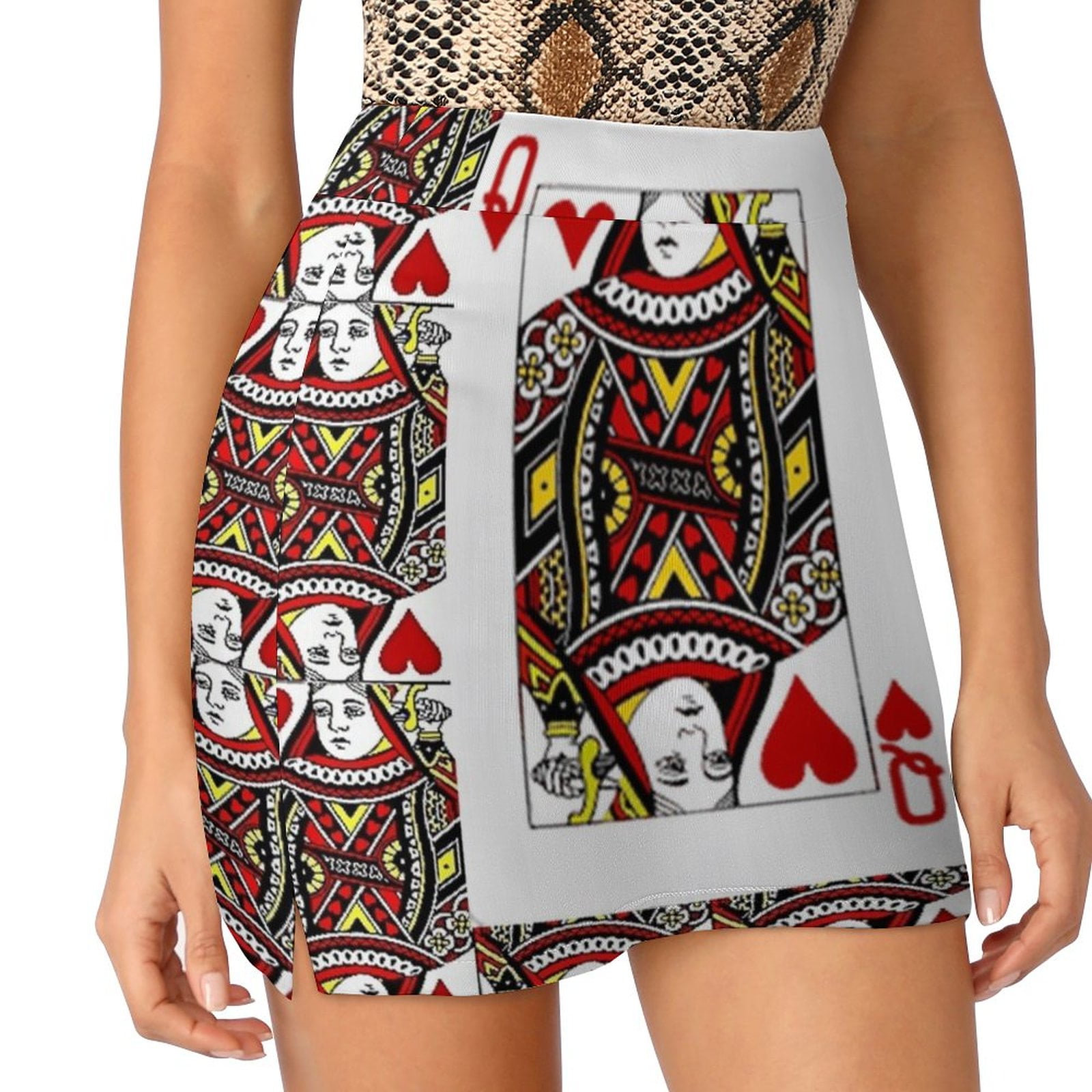 QUEEN OF HEARTS PLAYING CARDS ARTWORK Light Proof Trouser Skirt dress ...