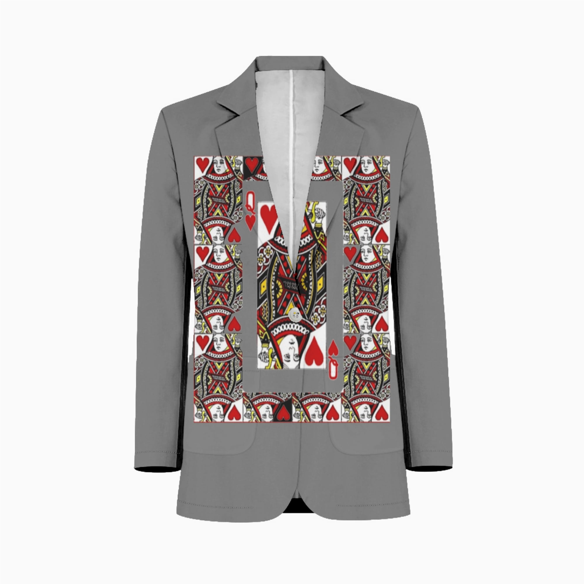 QUEEN OF HEARTS PLAYING CARDS ARTWORK Men's Suit Blazer Casual Party ...