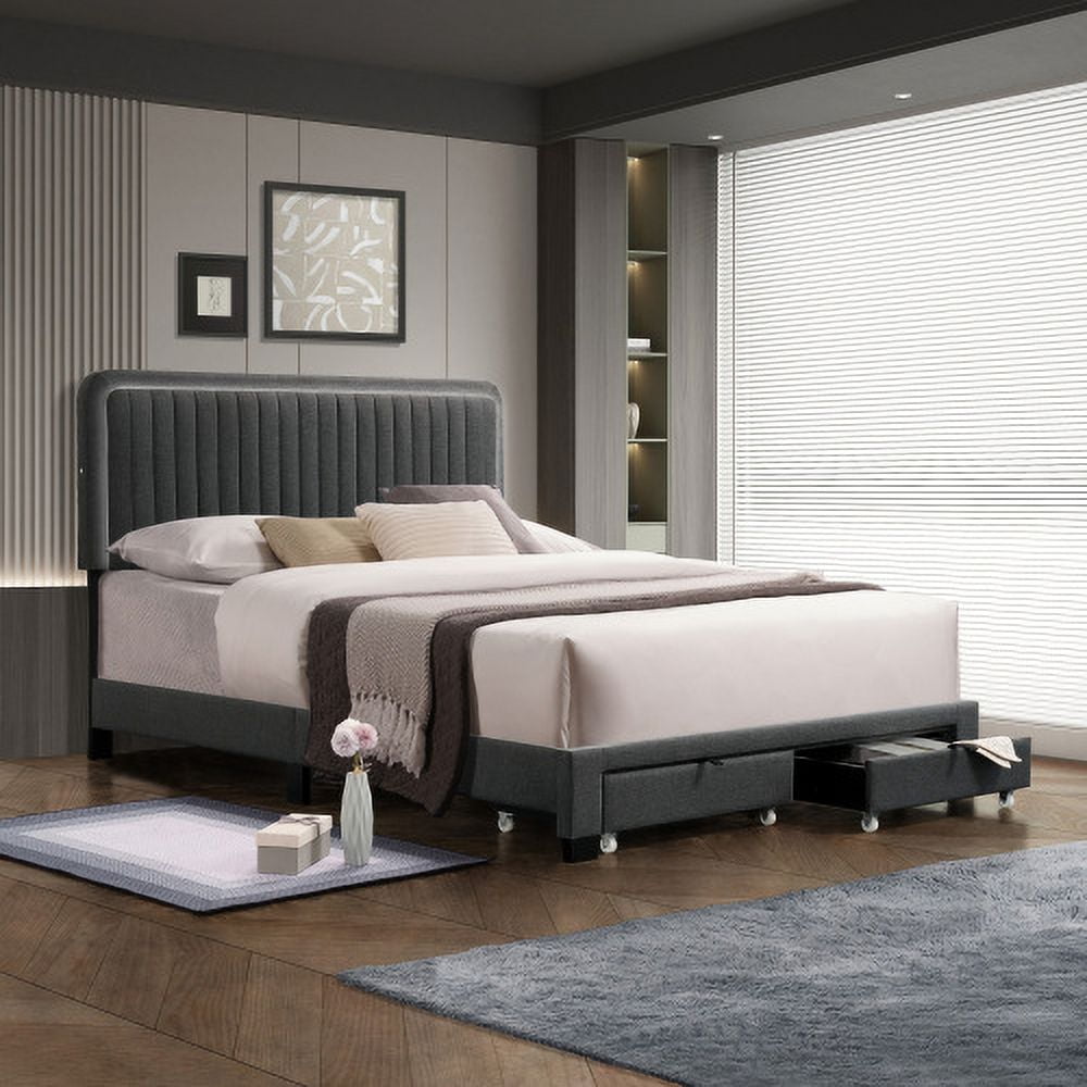 Queen Size Upholstered Bed With Adjustable Height / Mattress 10 To 14 ...