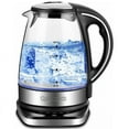 QUEENSENSE 1.7L Blue LED Light Electric Hot Water Glass Kettles ...
