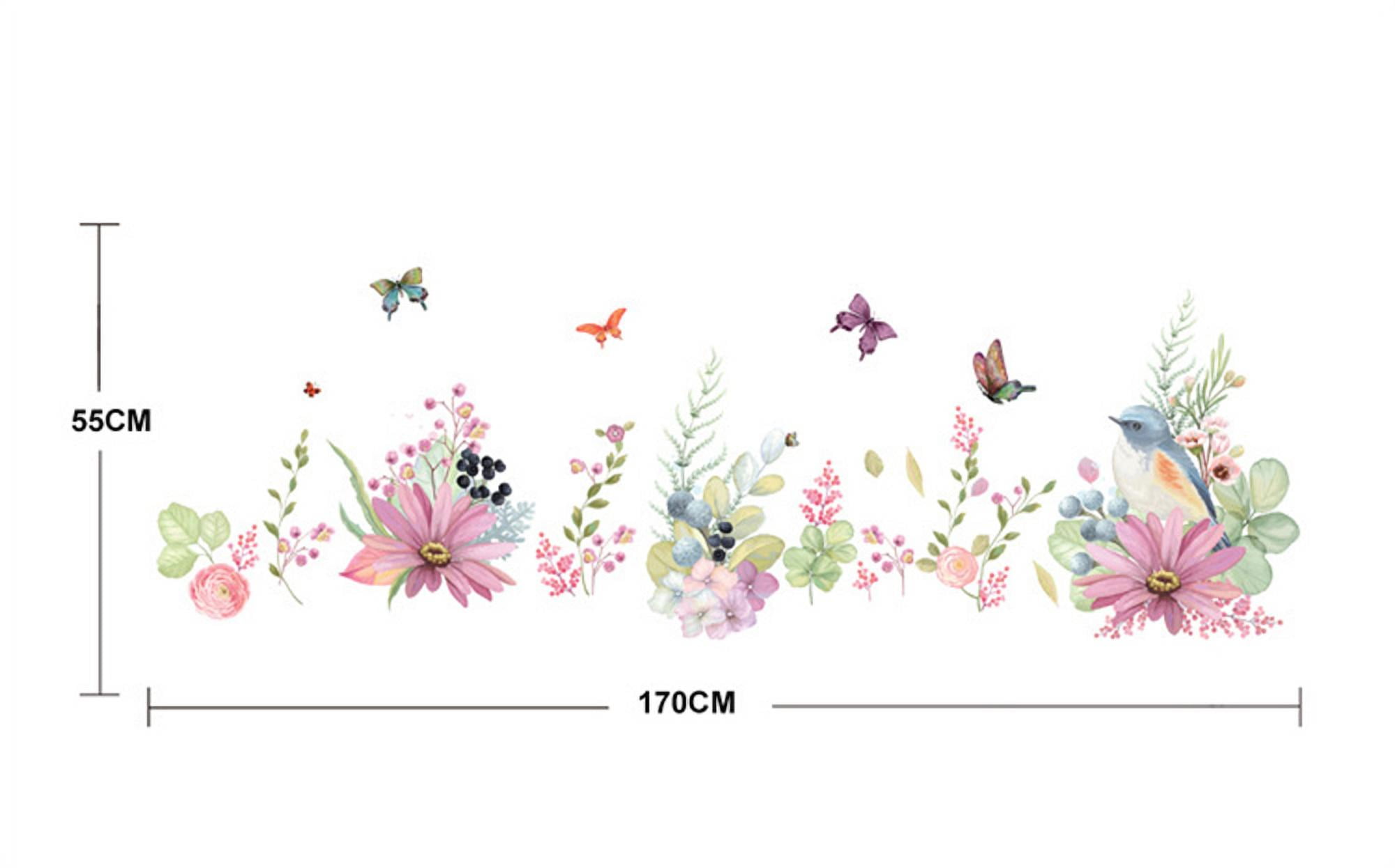 QUEENTRADE 3D Flowers Wall Decals Flower Birds Wall Stickers Colorful ...