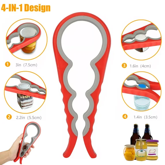 QUEST- 4 In 1 Quick Jar Rubber Opener Lid Bottle Cap Grip Twister ...