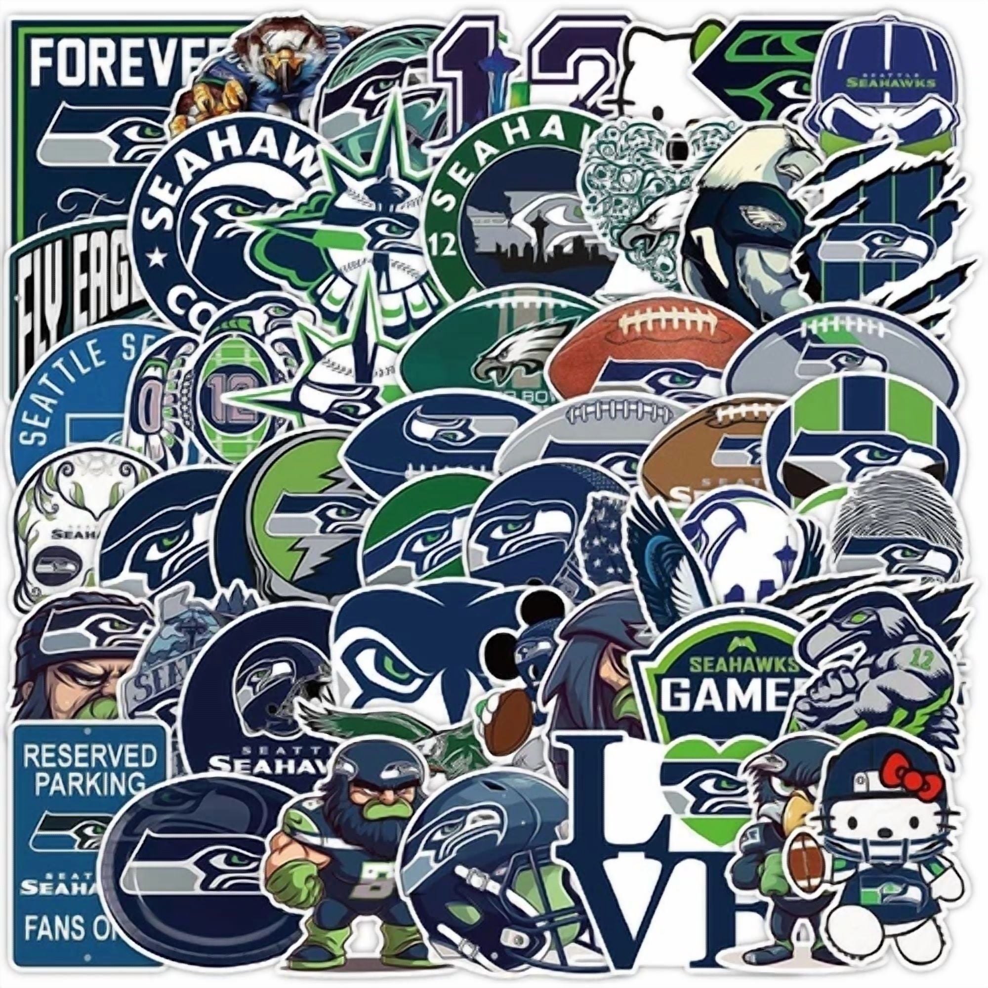QUEST- 50Pcs Waterproof Vinyl Stickers Seattle Seahawks Nfl Football ...