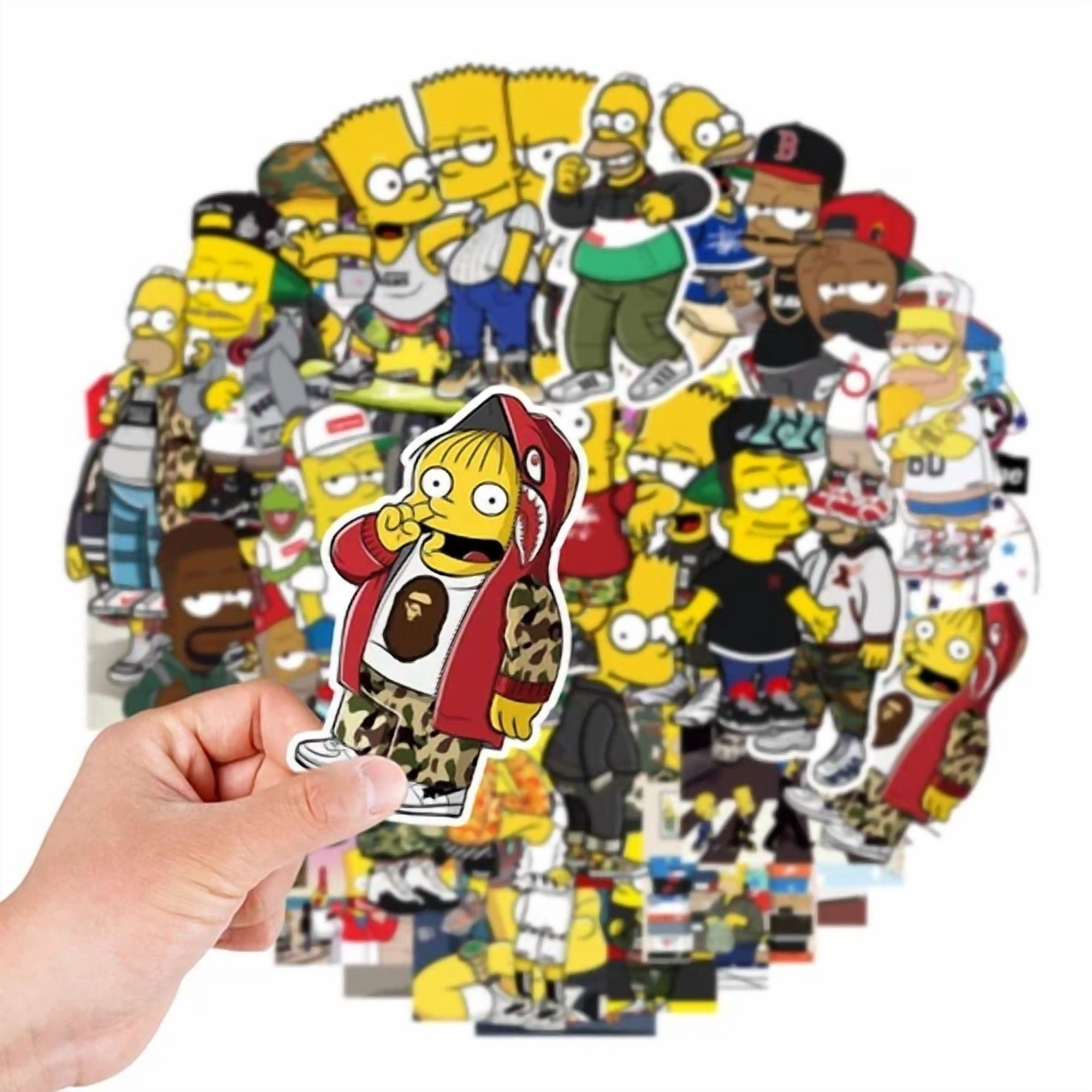 QUEST- 50Pcs Waterproof Vinyl Stickers The Simpsons Luggage Phone ...