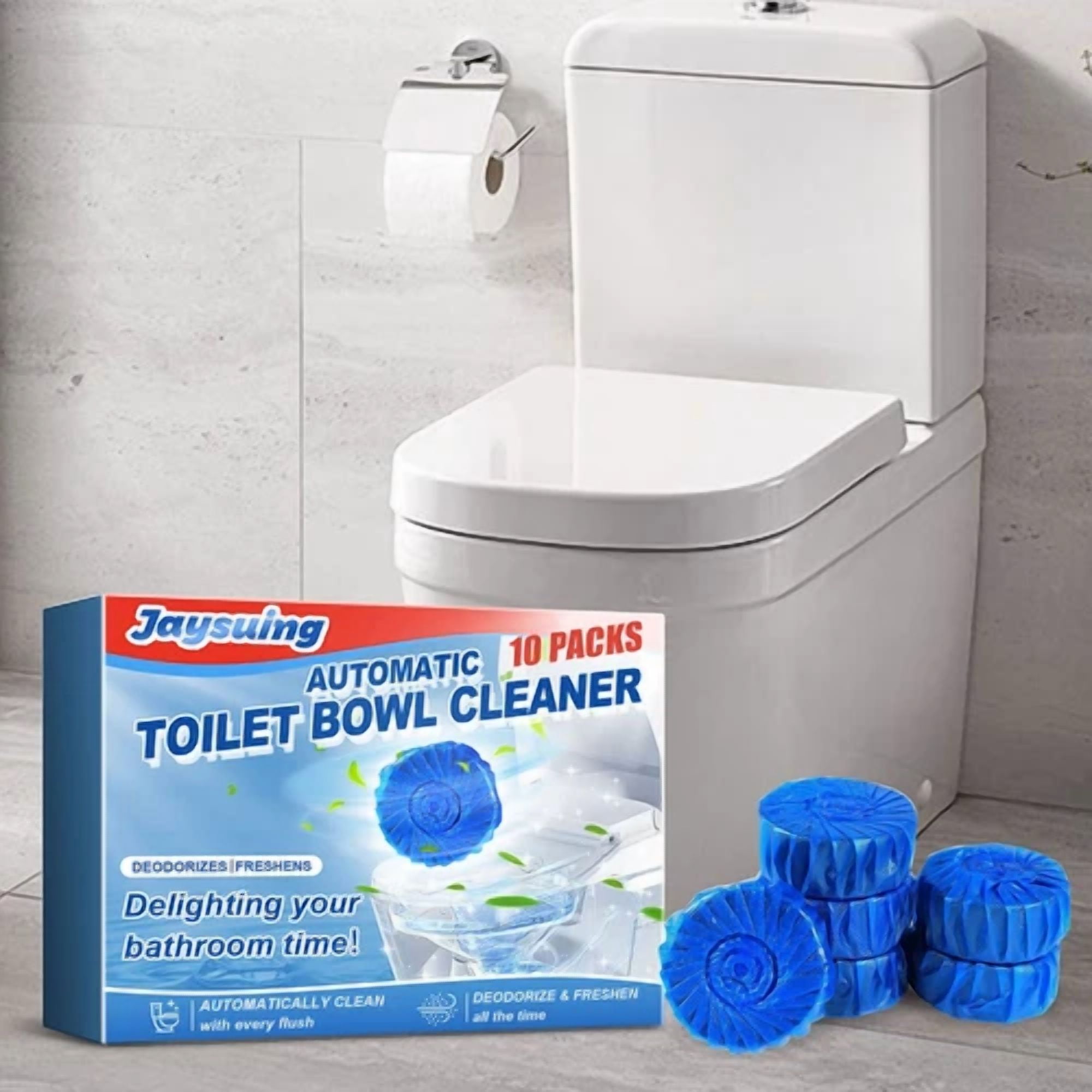 QUEST- Automatic Toilet Bowl Cleaner & Deo. Stain Remover Blue Tablet ...