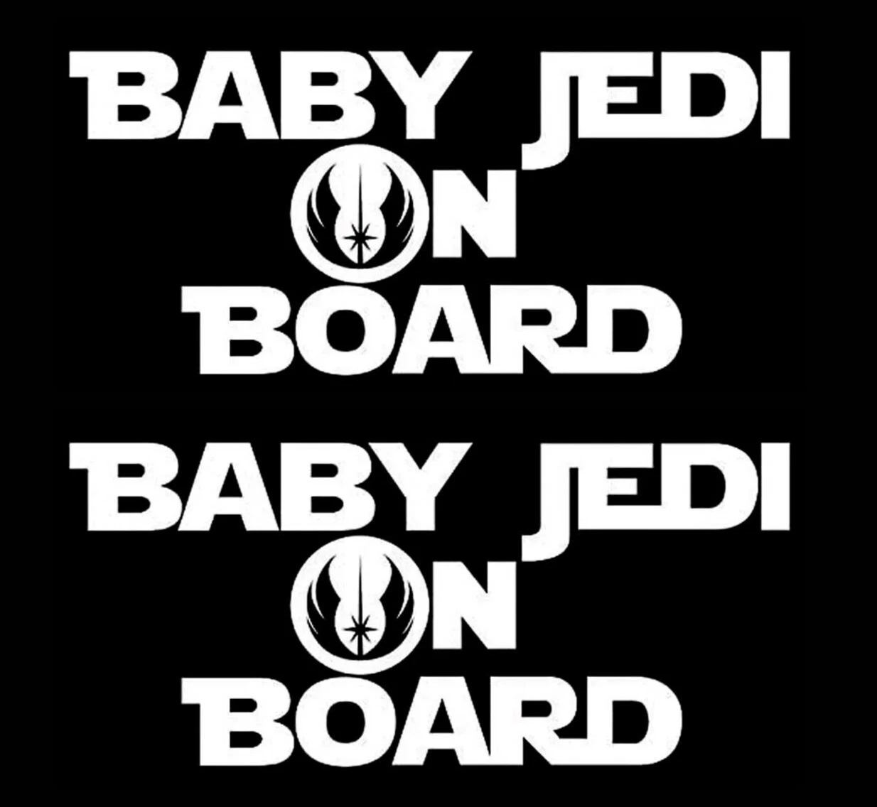 QUEST- Baby Jedi On Board Two 6" White Vinyl Decals Car Windows Truck ...