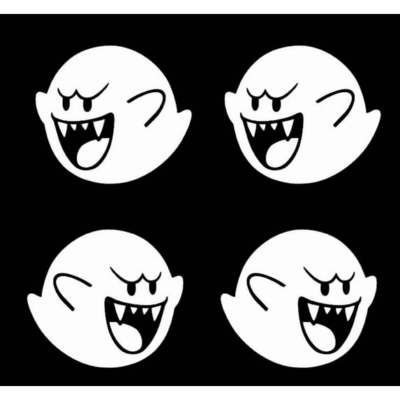 QUEST- Boo Super Mario Brothers Four Mirrored 3" White Vinyl Decals Car ...
