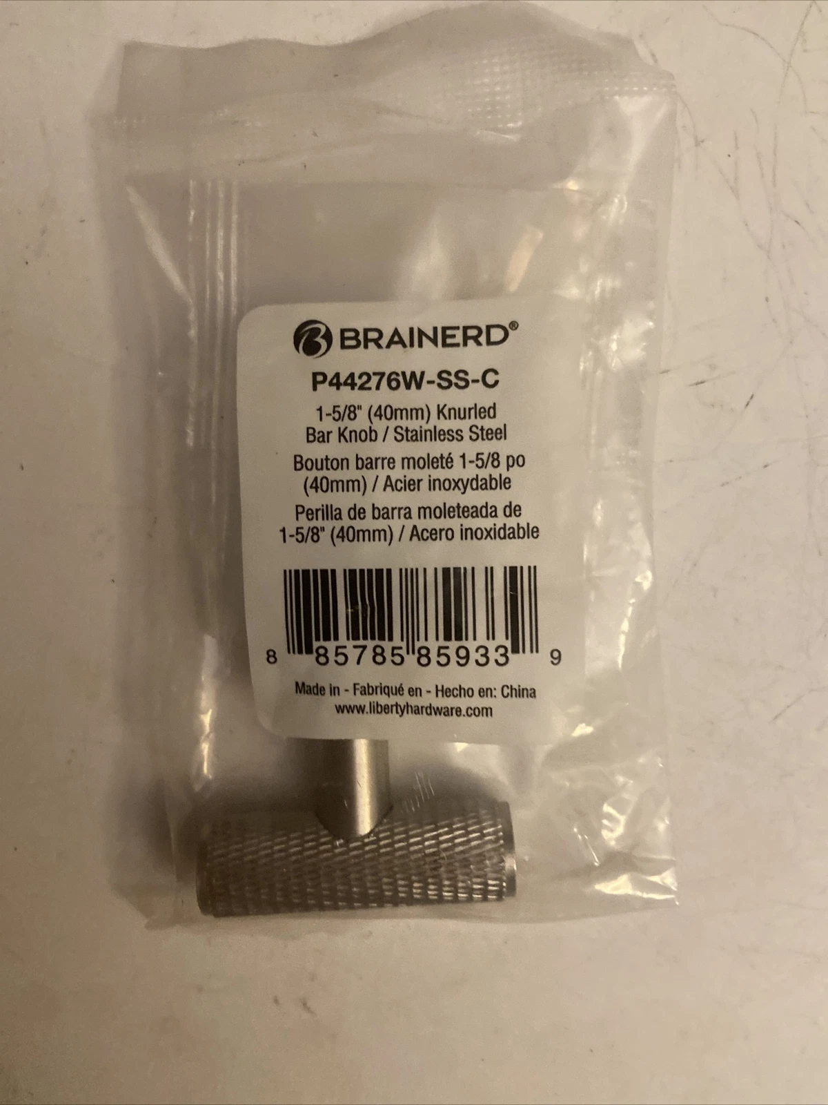QUEST- Brainerd P44276W-Ss-C 1-5/8” Knurled Bar Knob Drawer Pull ...