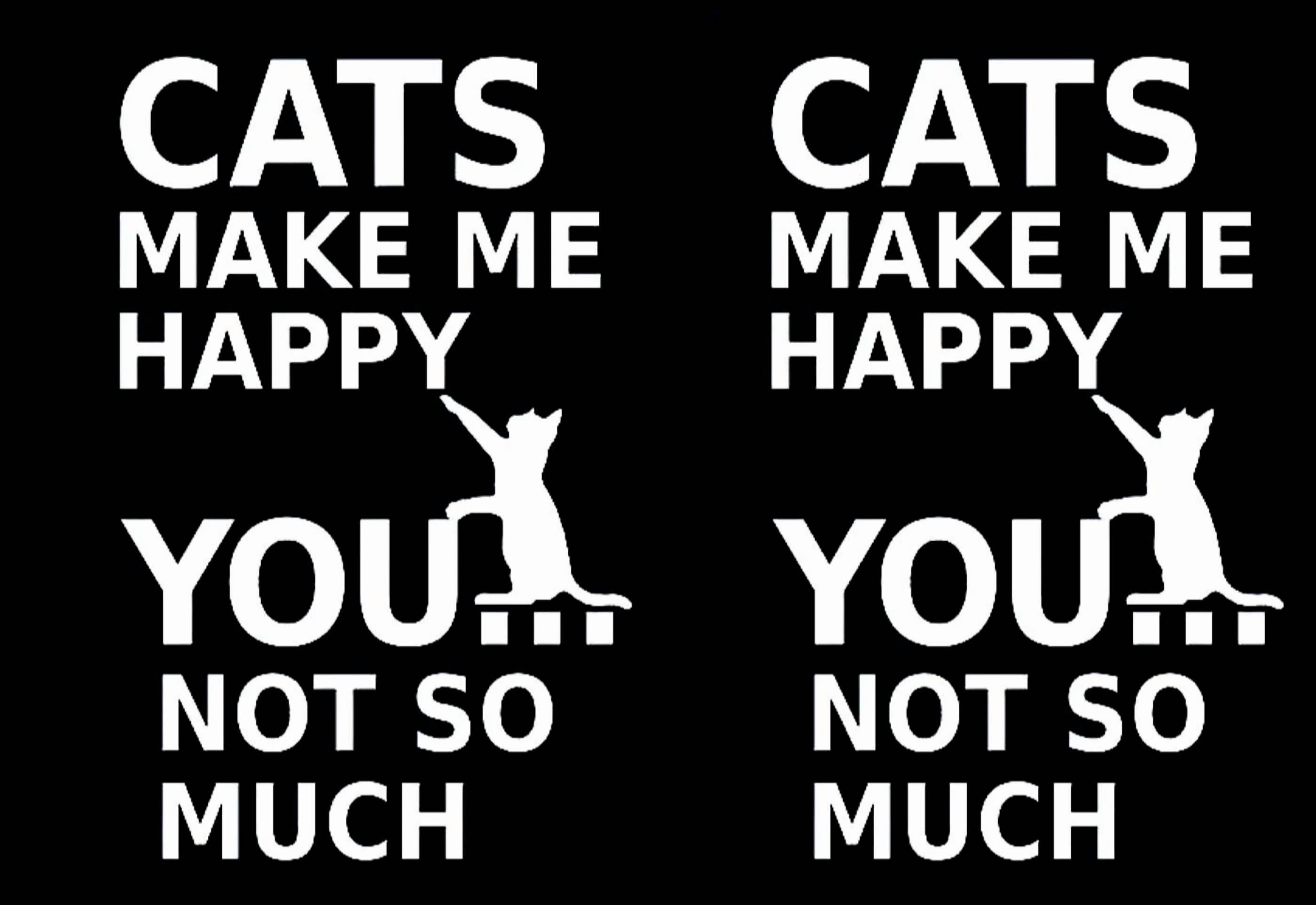 QUEST- Cats Make Me Happy You...Not So Much 2 Pack White Vinyl Decals ...