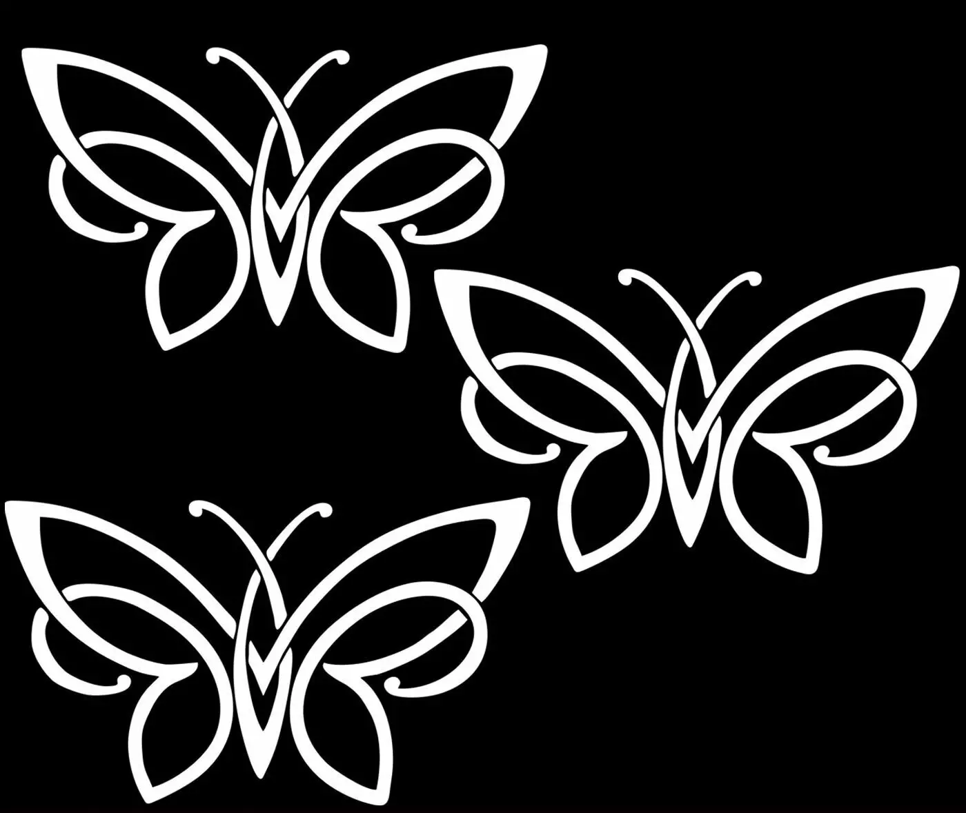 QUEST- Celtic Butterfly Design- Three 5" White Vinyl Decals Car Window ...