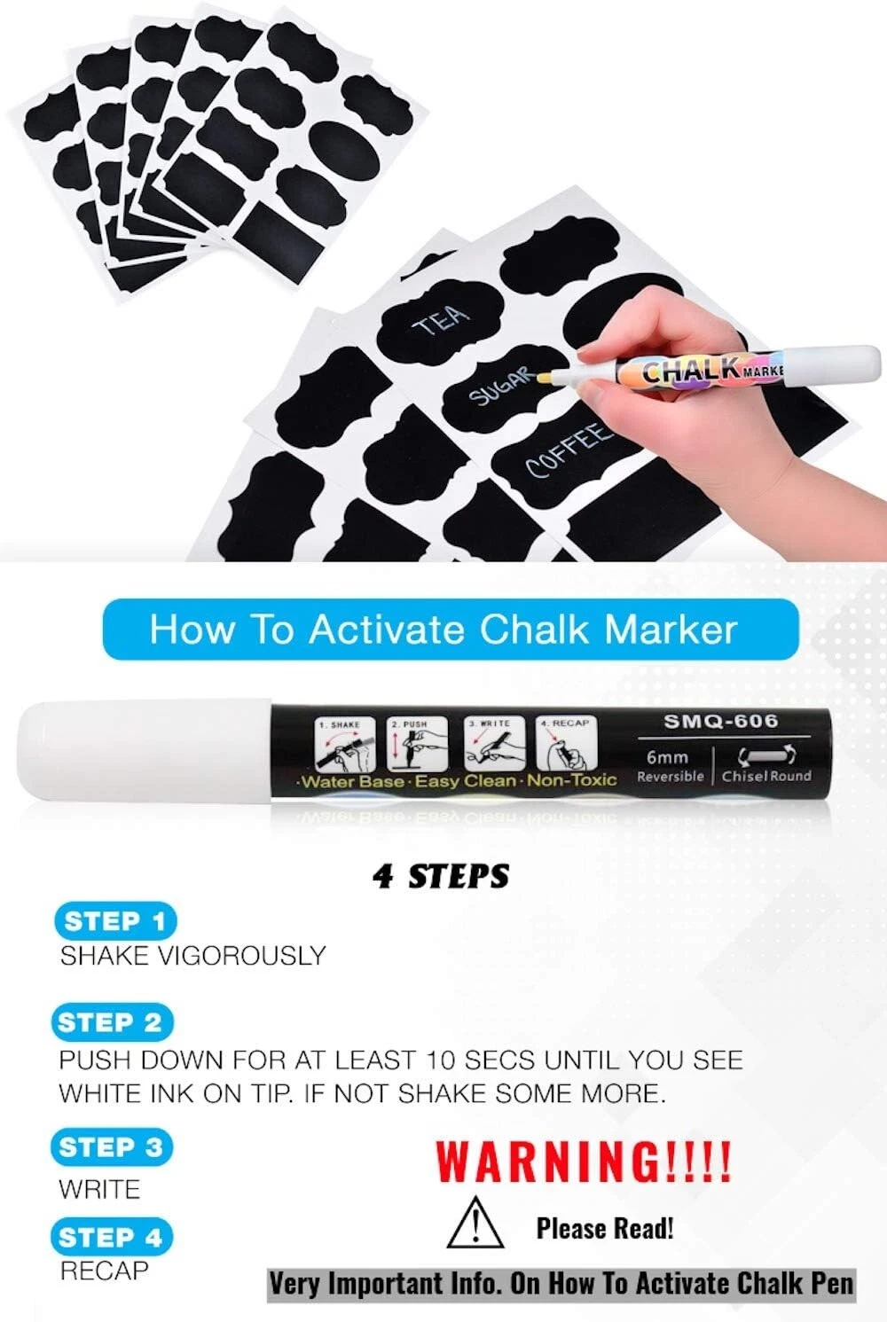 QUEST- Chalkboard Labels 200 Premium Reusable Stickers, Pantry And ...