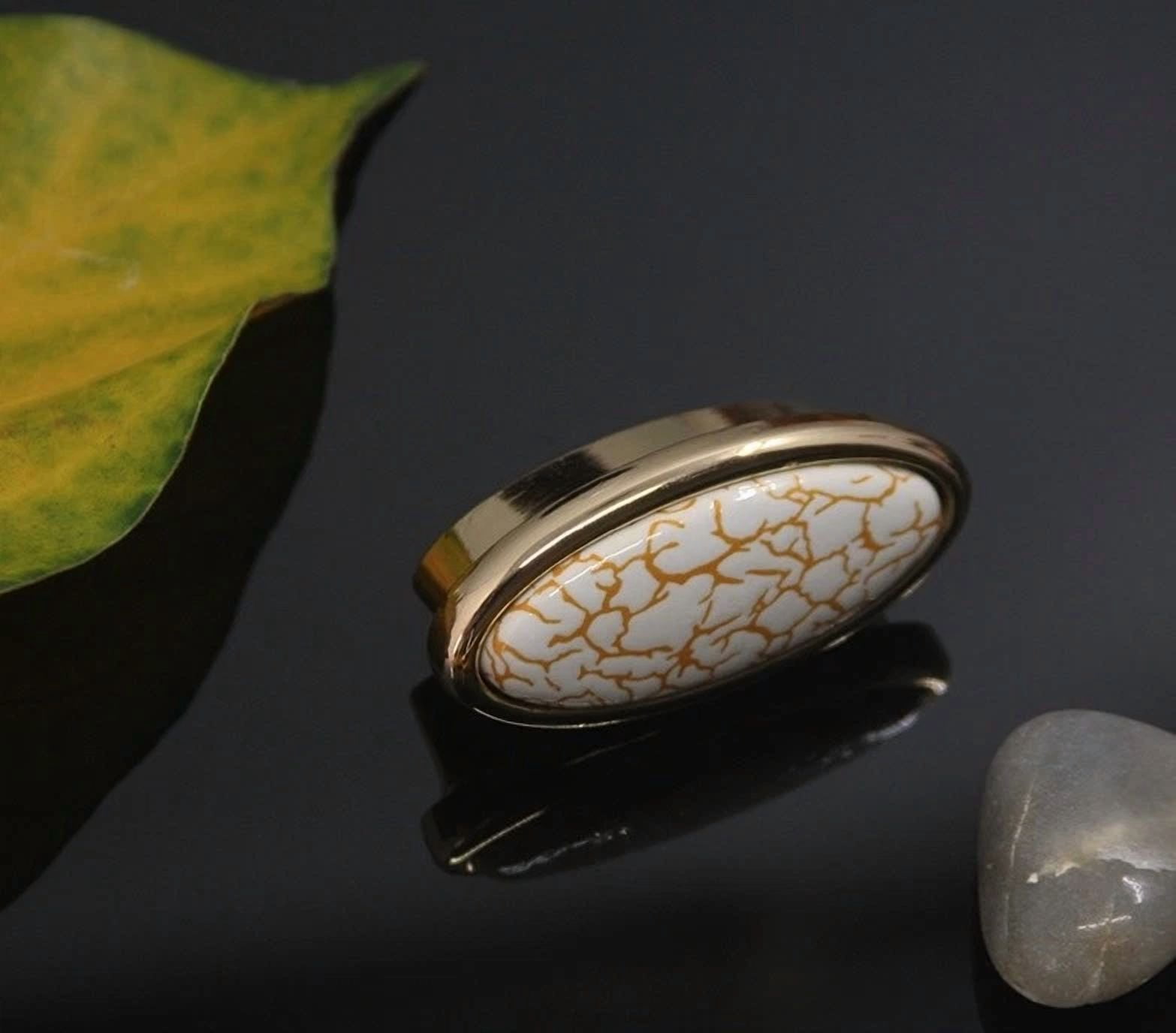 QUEST- Cupboard Cabinet Pull Handles Marble Crack Ceramic Cabinet ...
