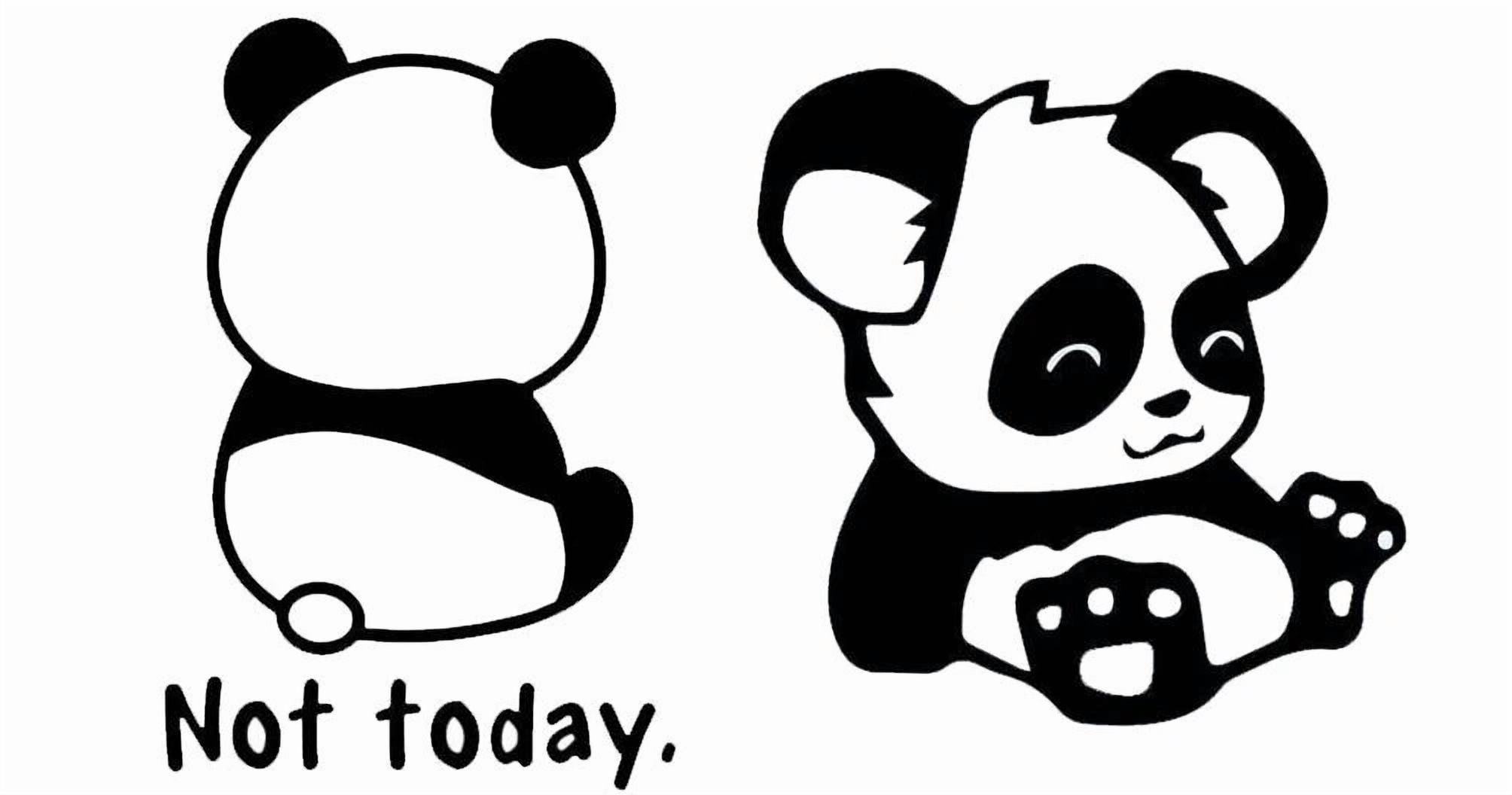 QUEST- Cute Panda Collection 2 Black 5" Vinyl Decals Car Window Laptop ...