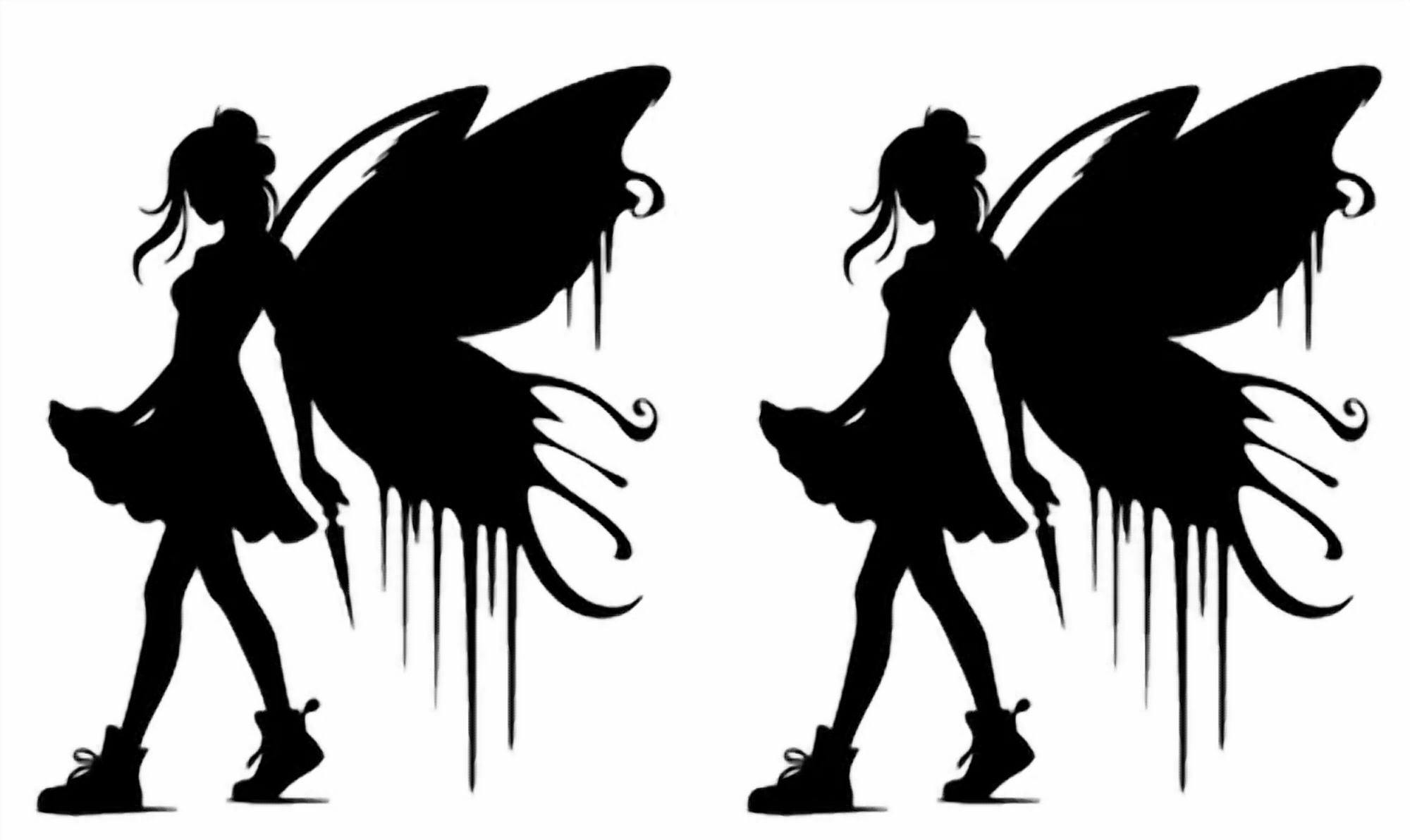 QUEST- Fairy Butterfly Graffiti Art 2 Pk 5" Black Vinyl Decals Car ...