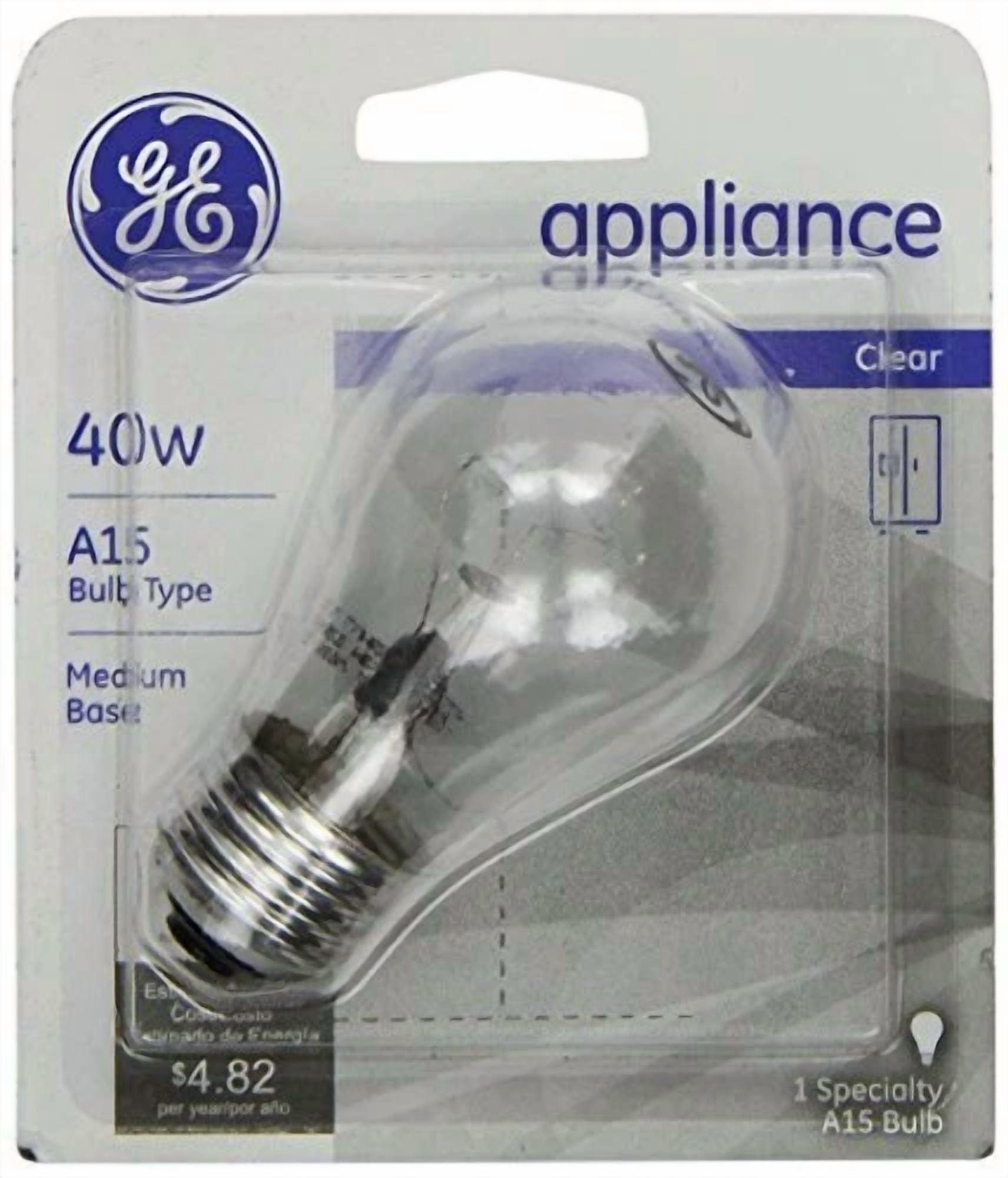 QUEST- Ge 15206, 40-Watt, Appliance Bulb, Medium Base, A15 Bulb Shape ...