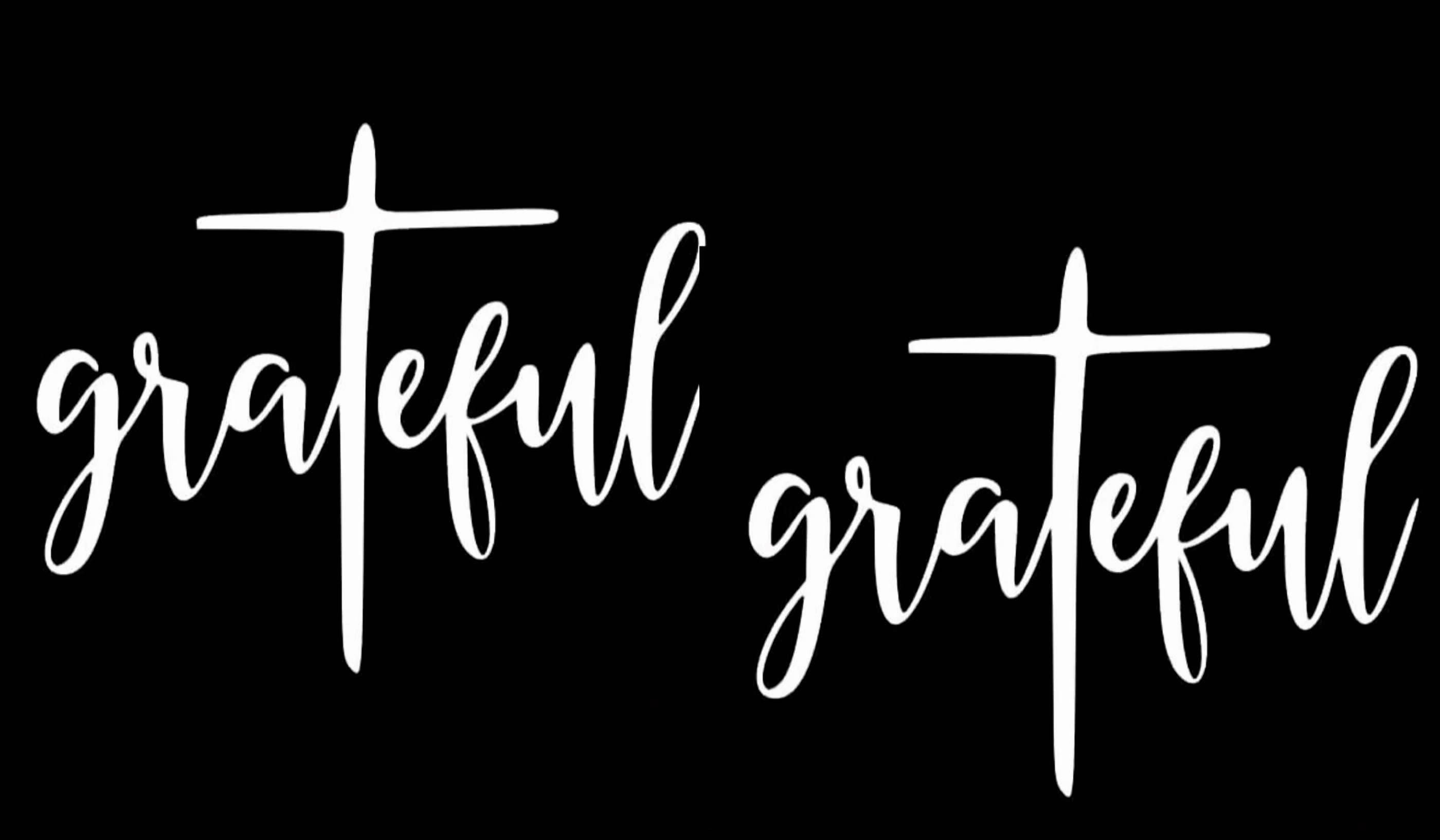 QUEST- Grateful Cross Christian Cross White Vinyl Decal Car Truck ...
