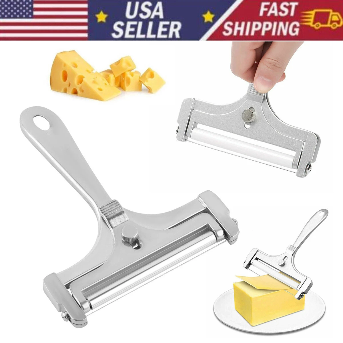 QUEST- Hand-Hold Stainless Steel Cheese Slicer Adjustable Thickness ...
