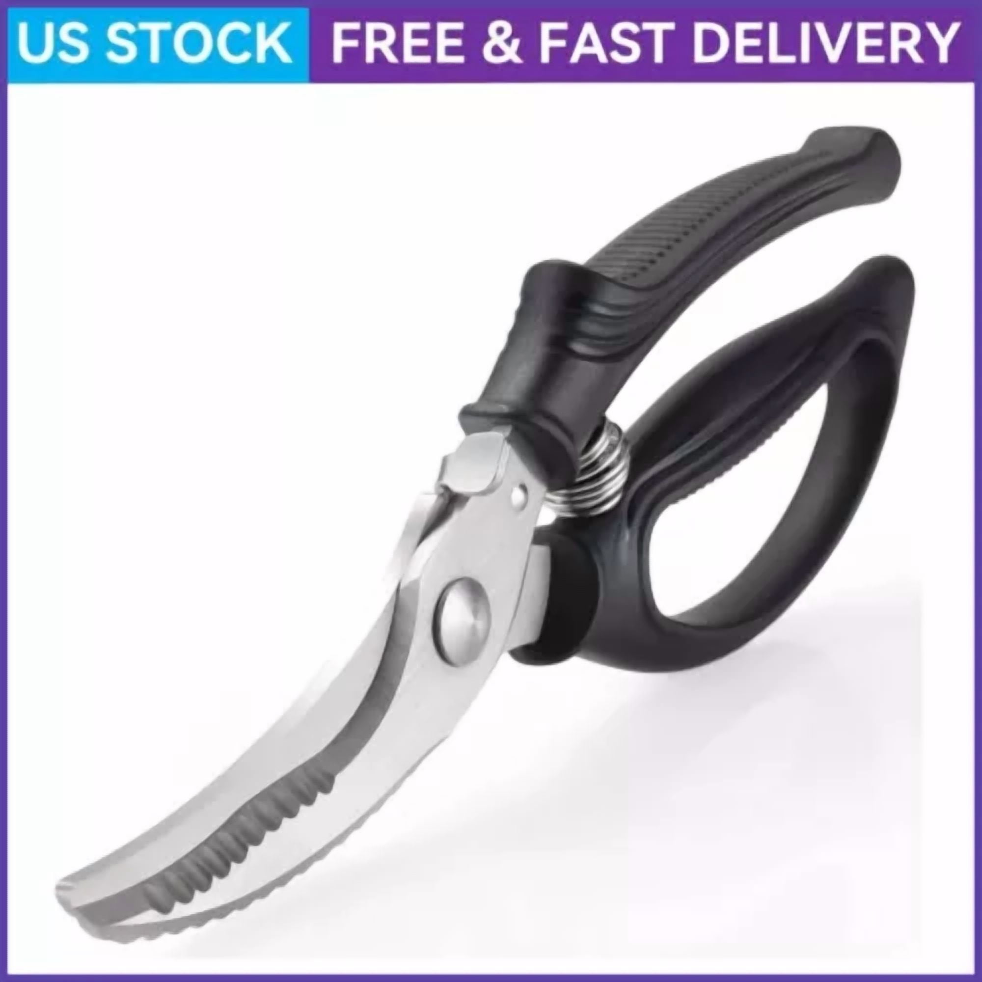 QUEST- Heavy Duty Stainless Steel Poultry Shears Spring Loaded Kitchen ...