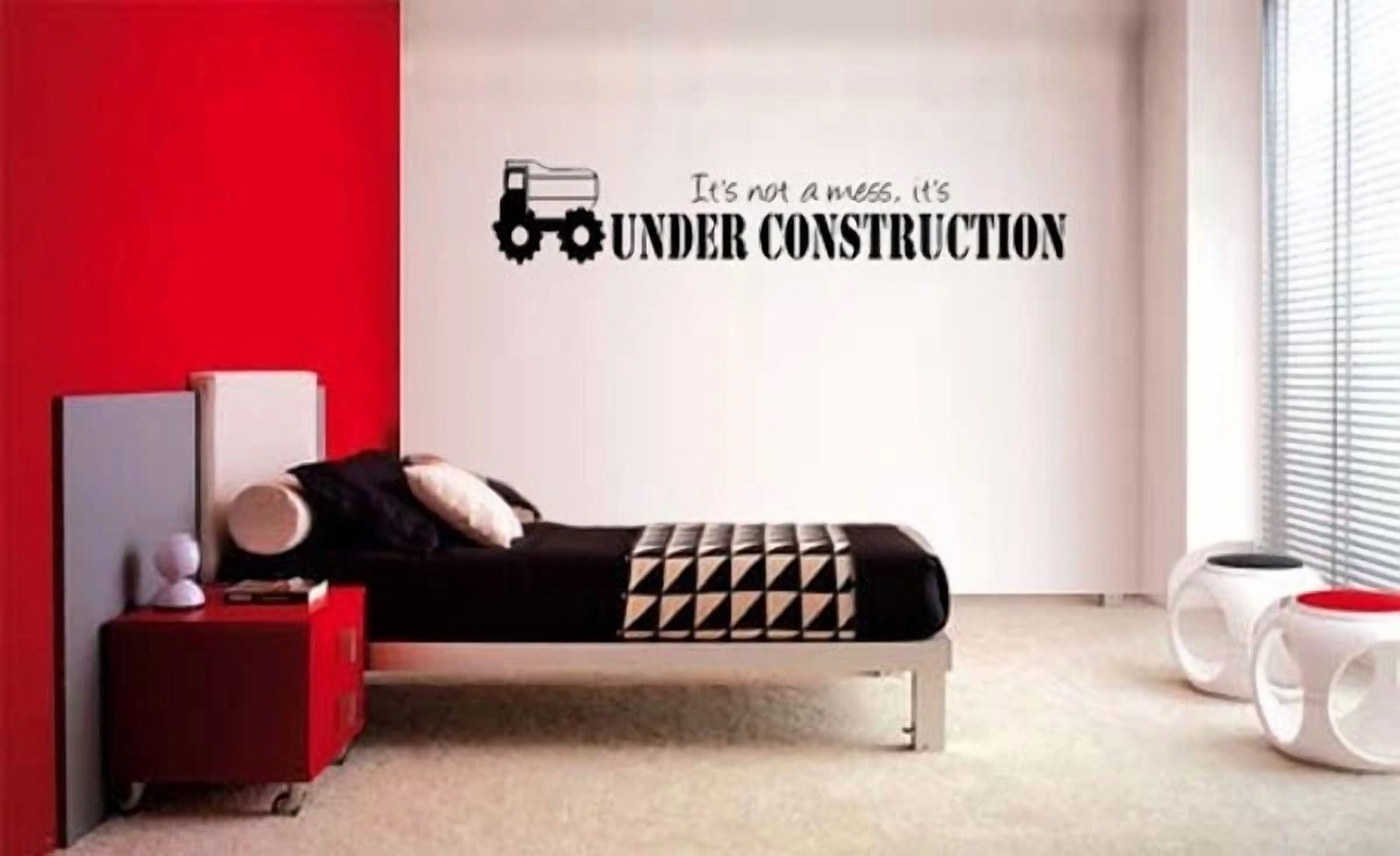 QUEST- It'S Not A Mess It'S Under Construction Vinyl Wall Decal Words ...