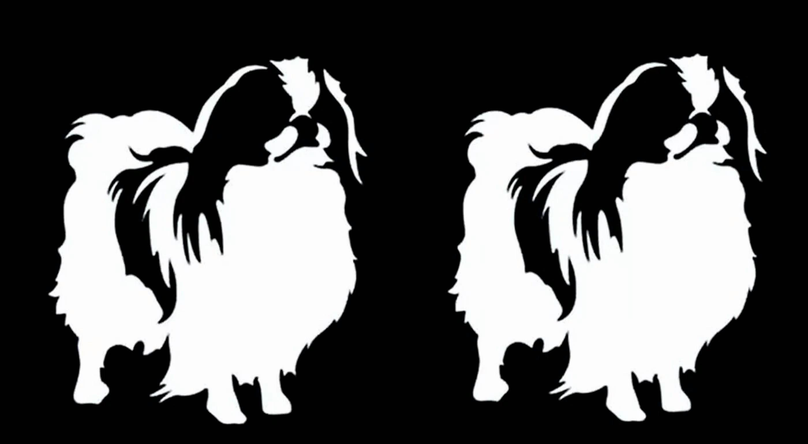 QUEST- Japanese Chin Two Pk 5" White Vinyl Decals Car Windows Laptop ...
