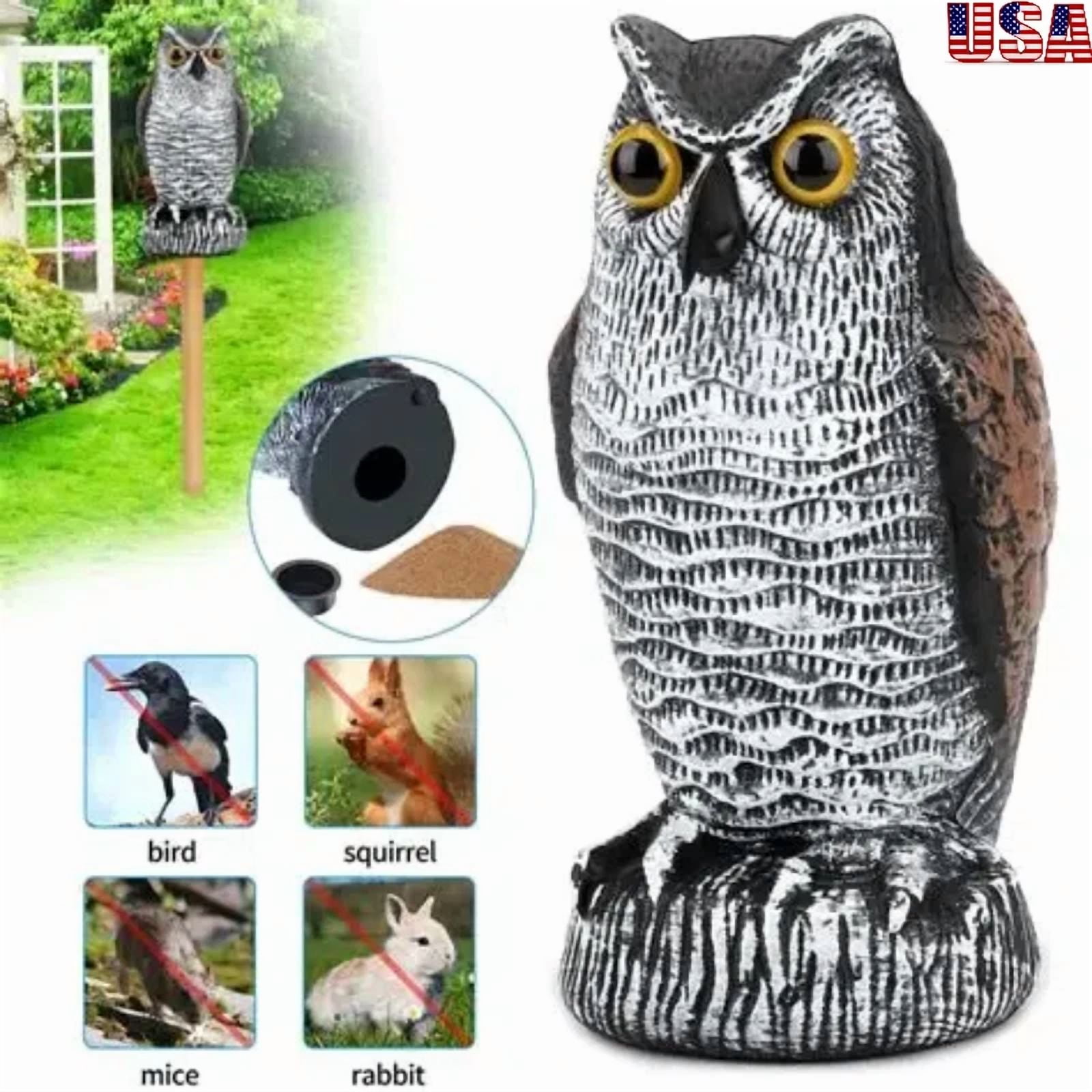 QUEST- Owl Decoy Statue Protect Garden Yard Scare Birds Away Pigeon ...