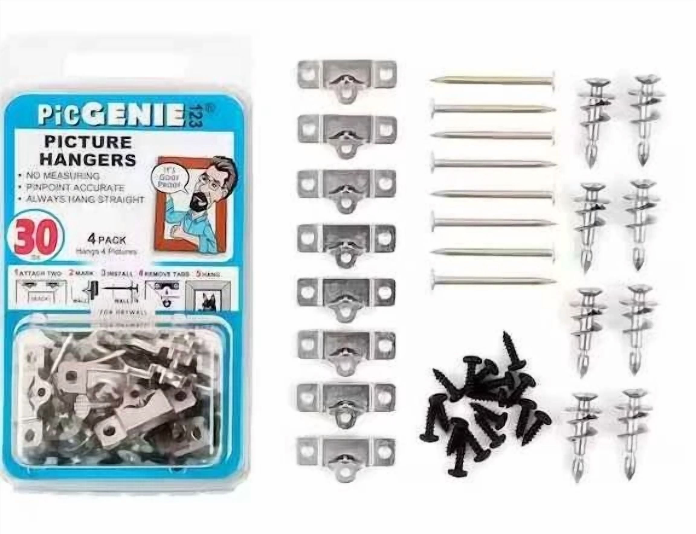 QUEST- Picture Hanging Kit (40-Piece) - Hangs Pics Up To 30 Lbs. Hangs ...