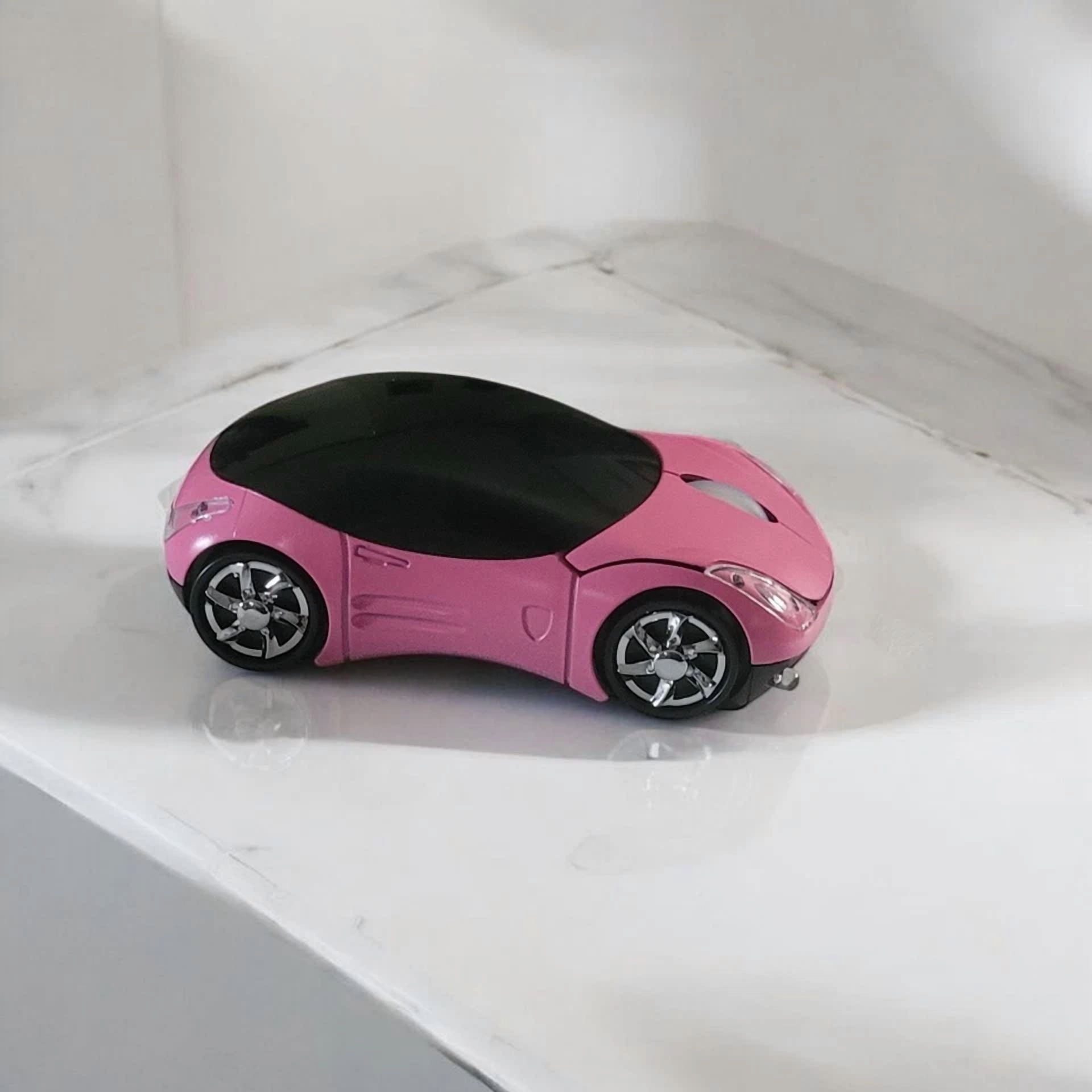 QUEST- Pink Slim Wireless Mouse Cool 3D Sports Car Ergonomic Optical ...