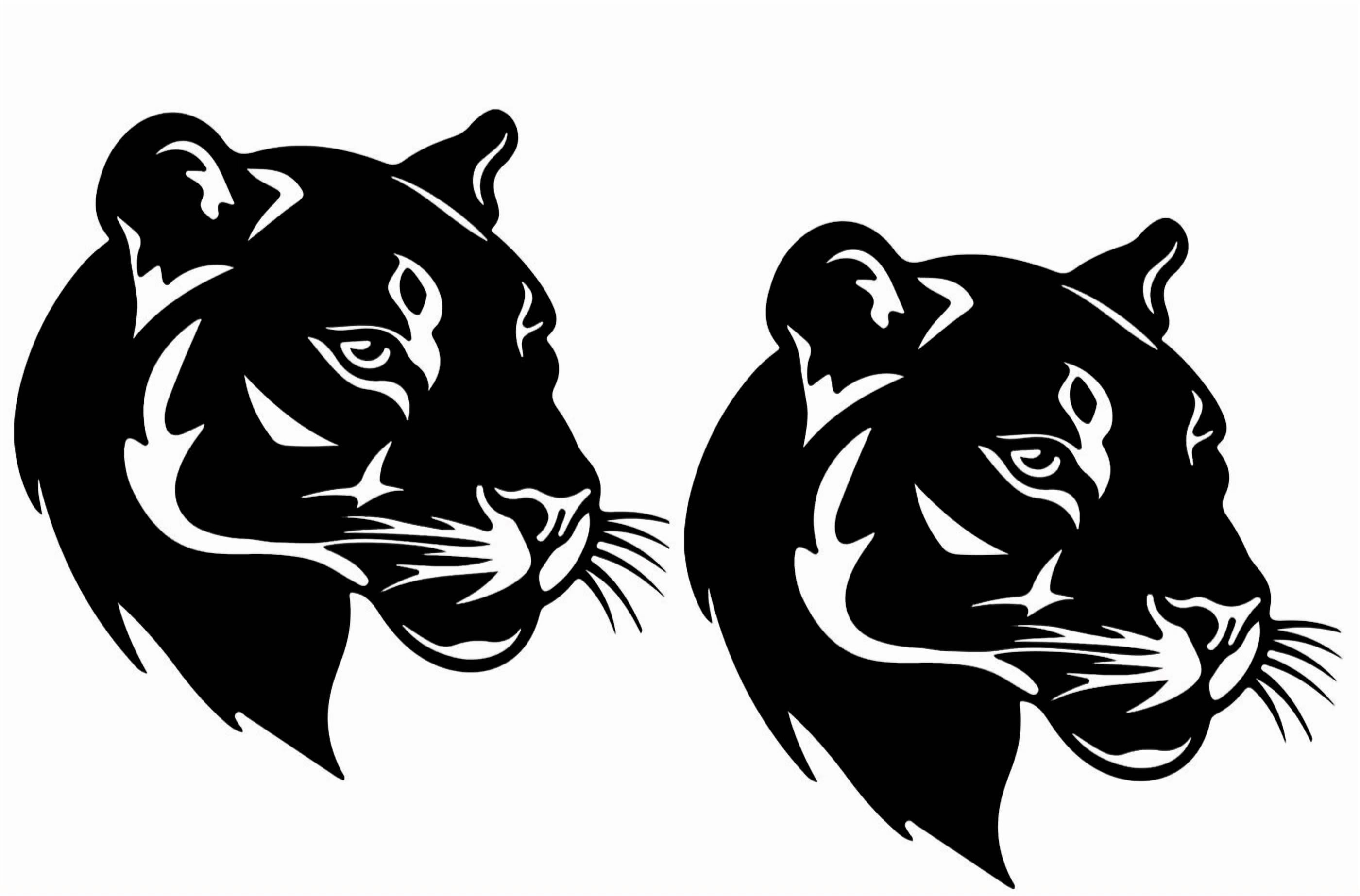 QUEST- Puma Wild Cat Graphic Two 5" Black Vinyl Decals Car Truck ...