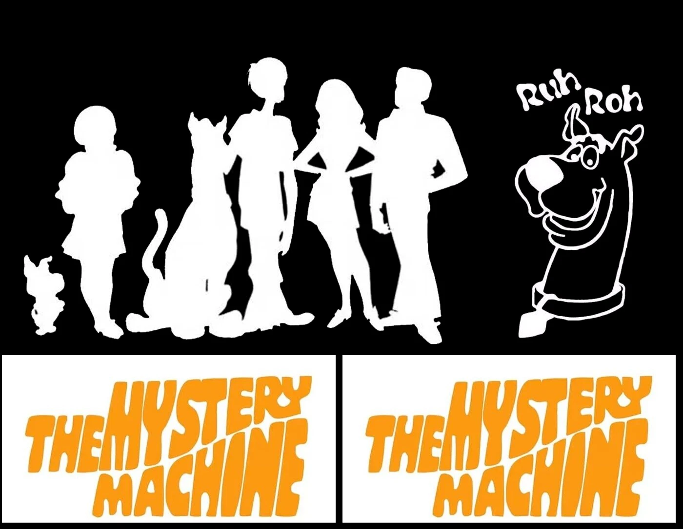 QUEST- Scooby & The Gang The Mystery Machine 4 Pack Vinyl Decal Car ...