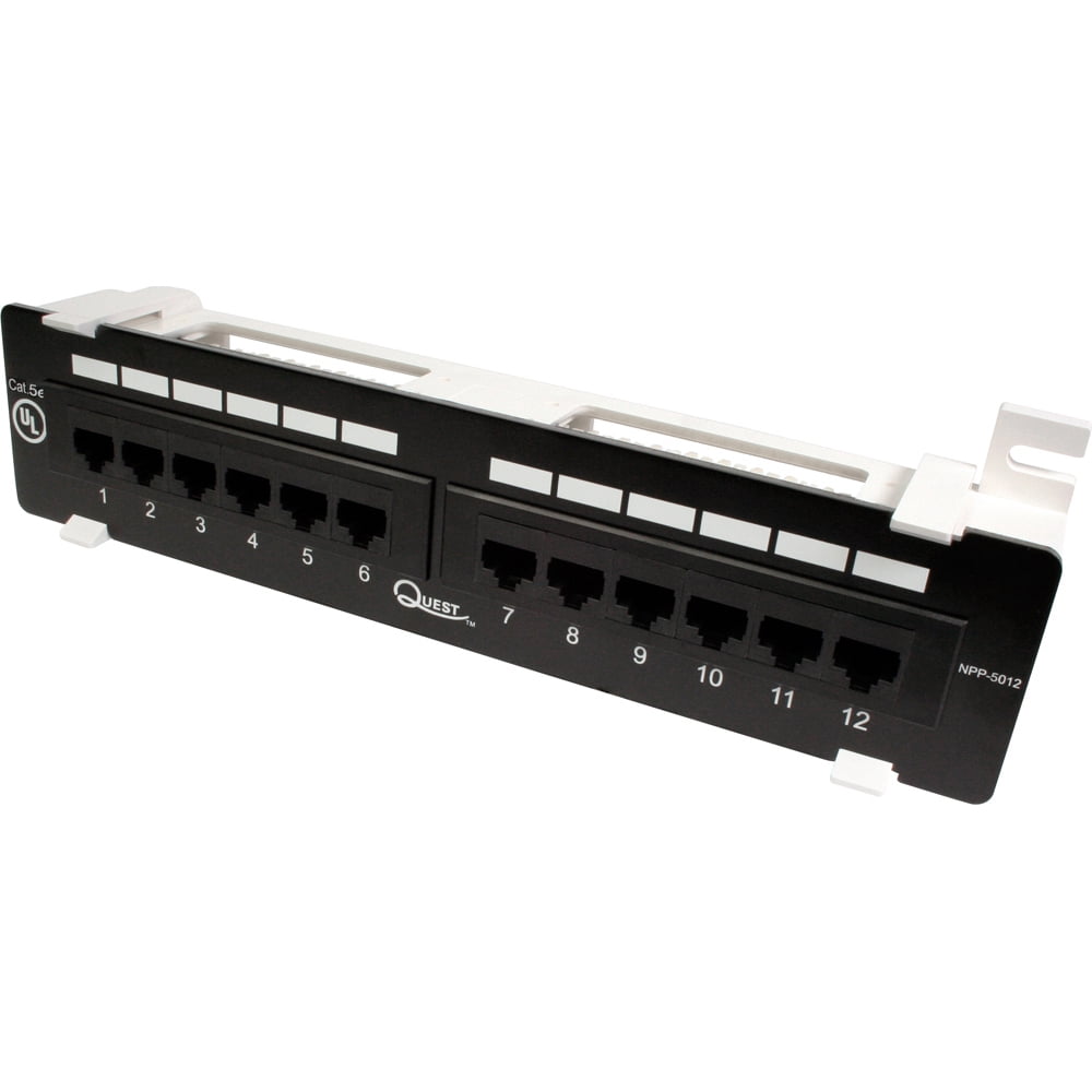 QUEST TECHNOLOGY CAT5E UTP PATCH PANEL - 12-PORT, WALL MNT W/89D ...