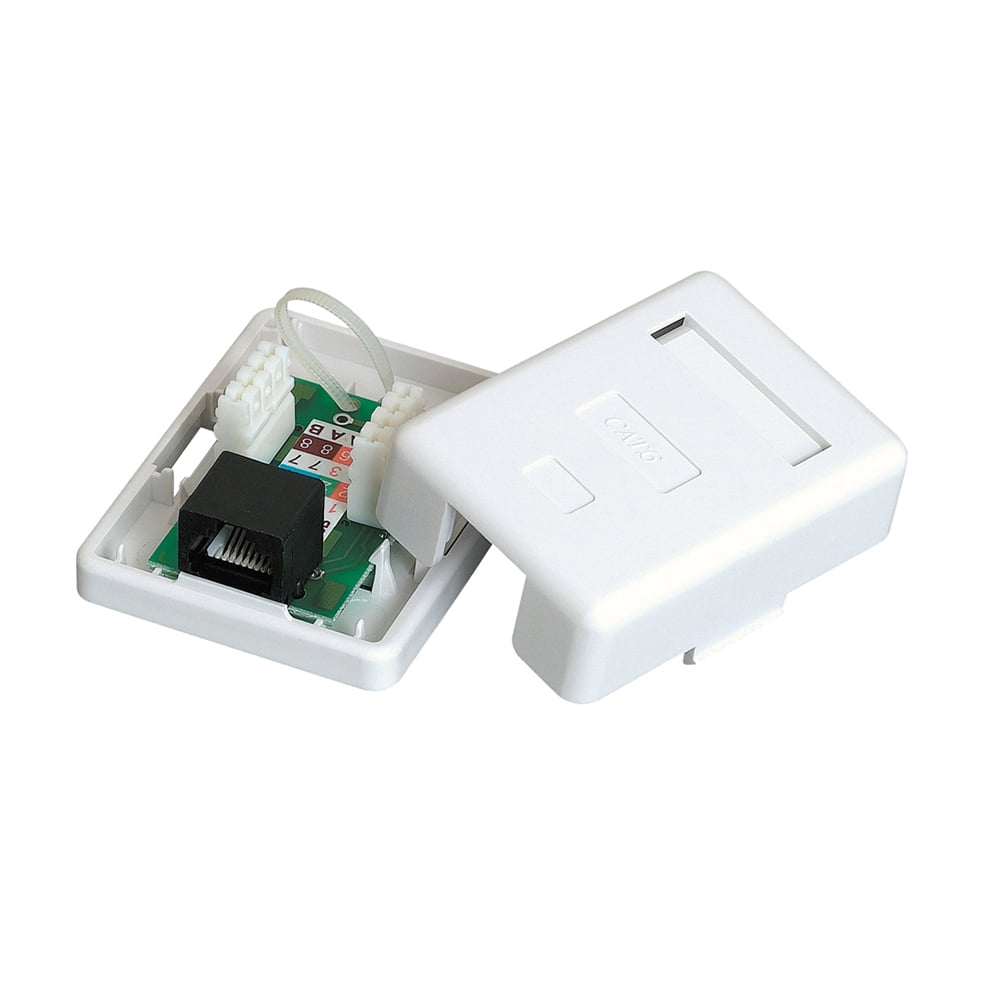 QUEST TECHNOLOGY CAT6 SURFACE MOUNT BOX, RJ45, 8P8C, WHITE - SINGLE ...
