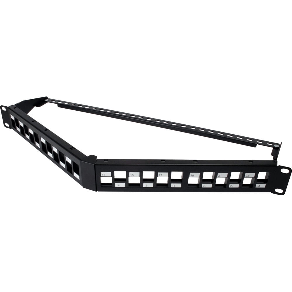 QUEST TECHNOLOGY UNLOADED STAGGERED PATCH PANEL W/ MANAGER, 24-PORT, 1U ...