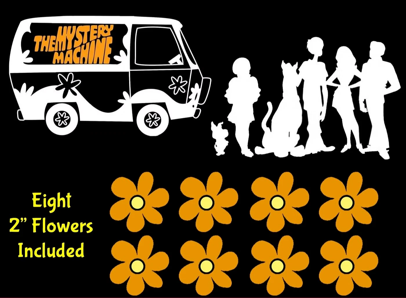 QUEST- The Mystery Machine & Scooby & The Gang Two 5" Vinyl Decals Car ...