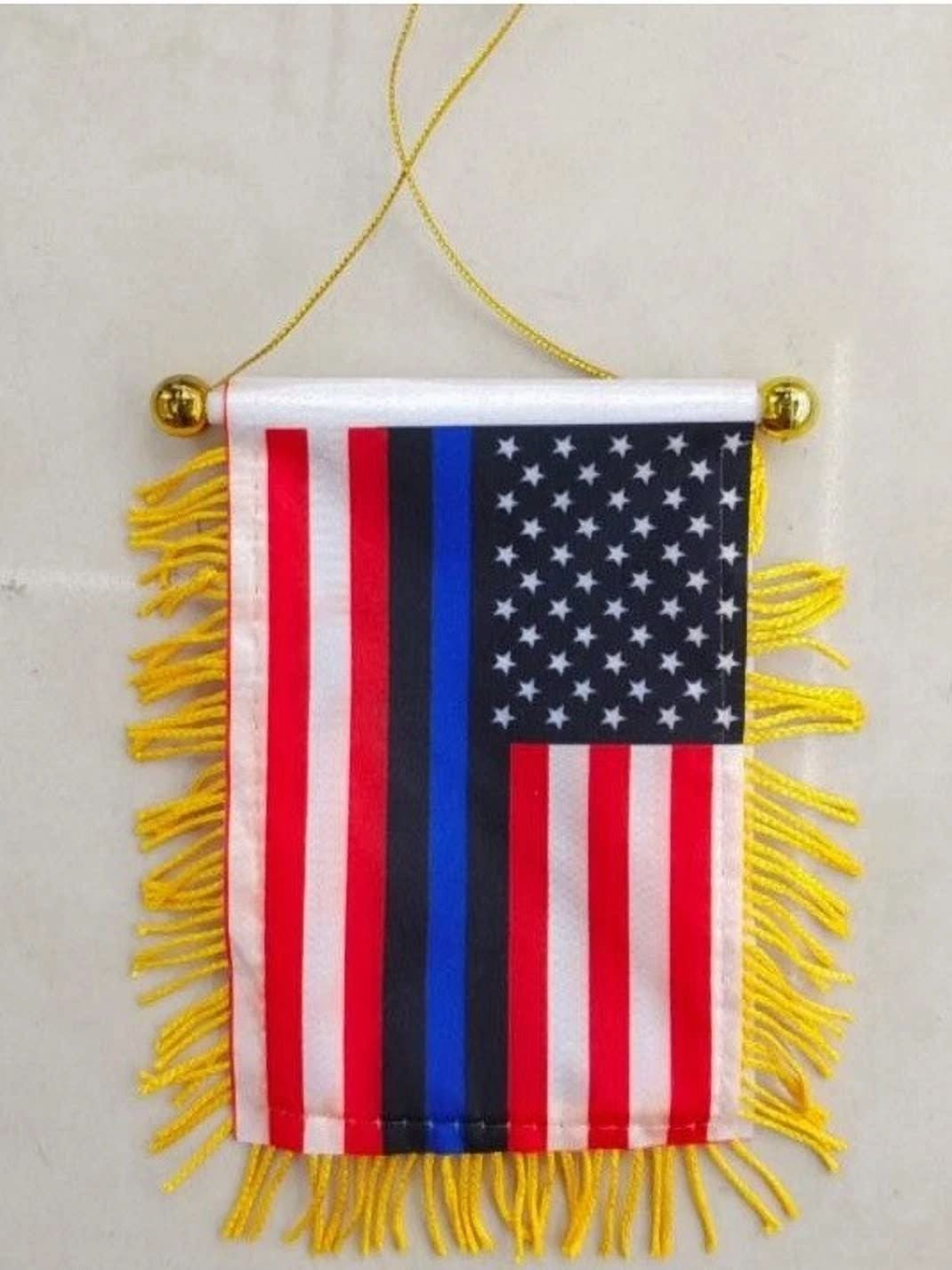 QUEST- Usa Thin Blue Line Leo Police Law Enforcement 4"X6" Mini Window ...