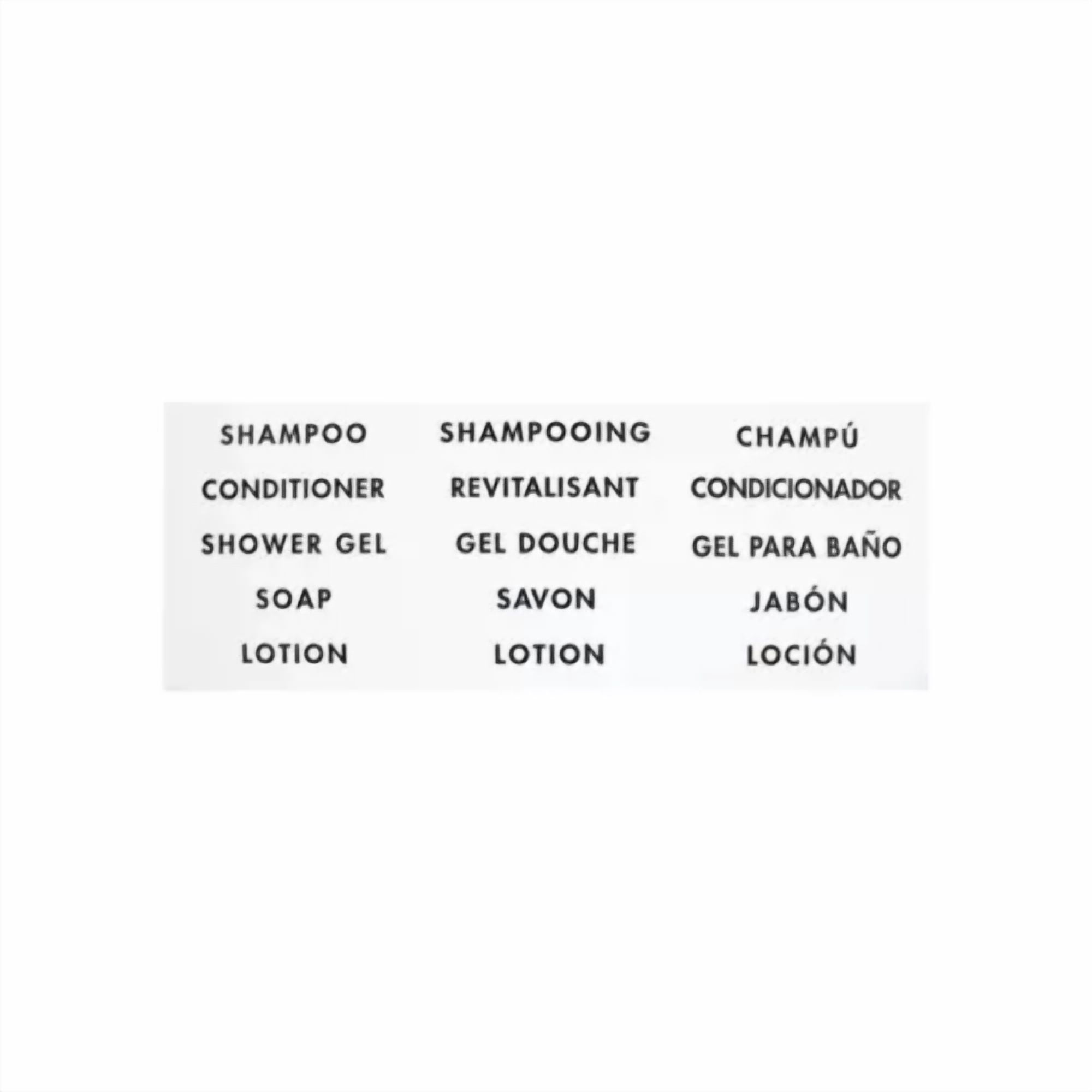 QUEST- White Amenity Label With Black Lettering For All Shower ...